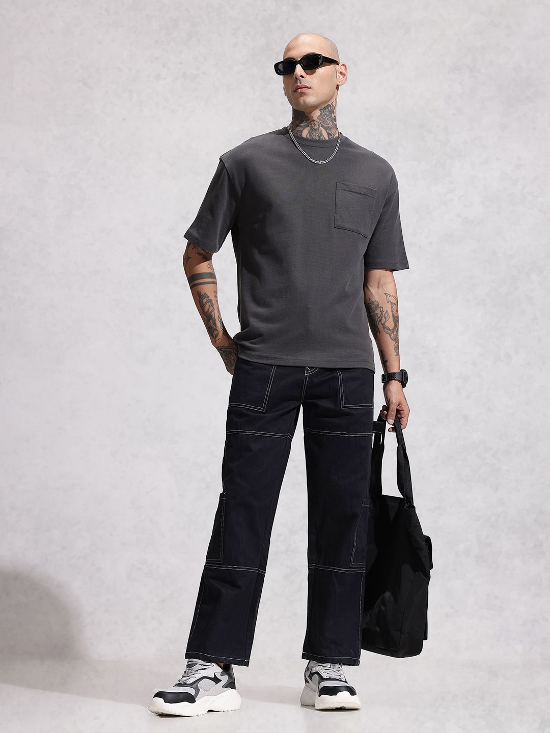 Buy WROGN Men Loose Straight Fit Non Stretchable Jeans - Jeans for Men ...