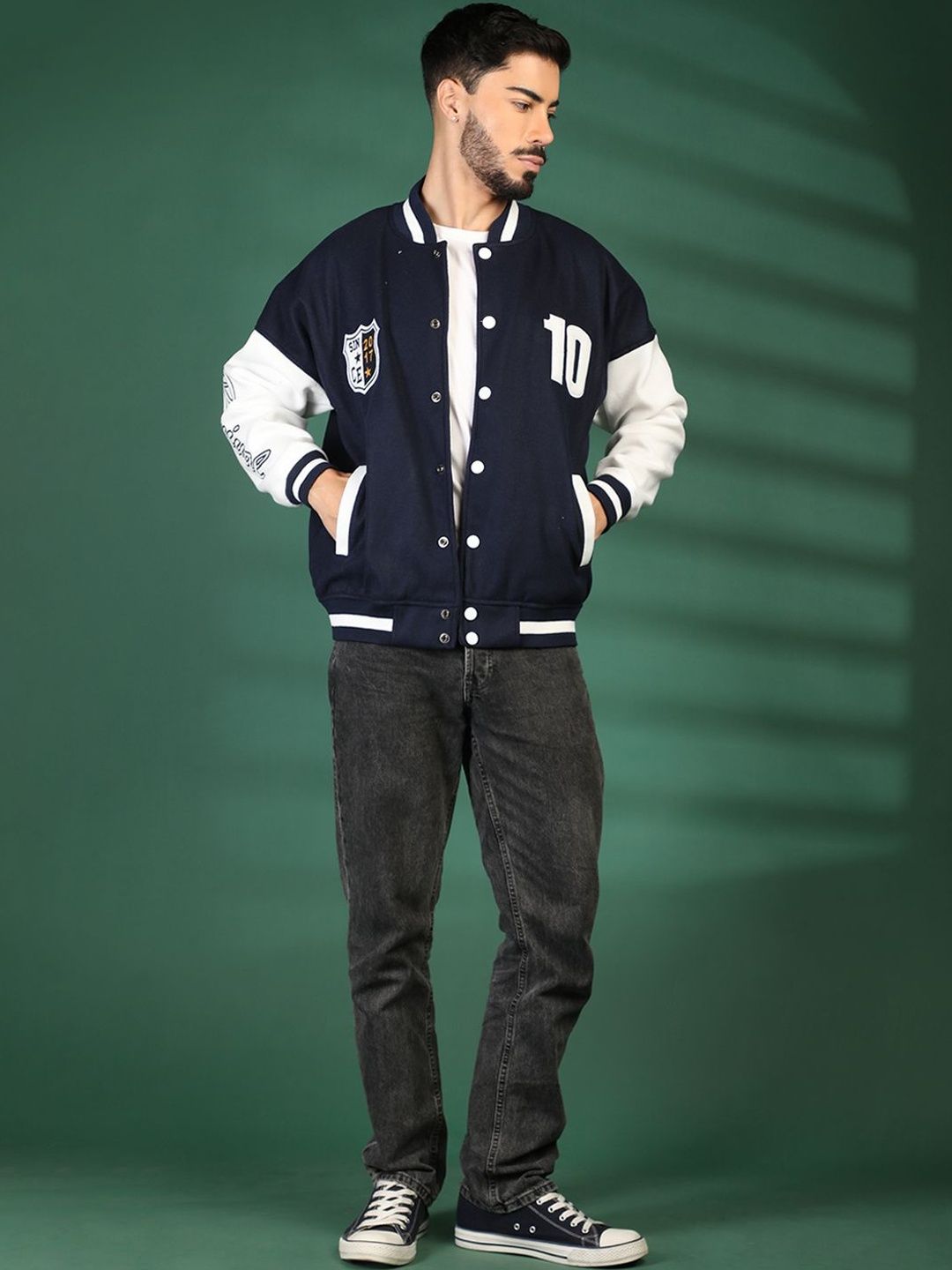 Buy Roadster Men Colourblocked Woollen Lightweight Outdoor Varsity ...