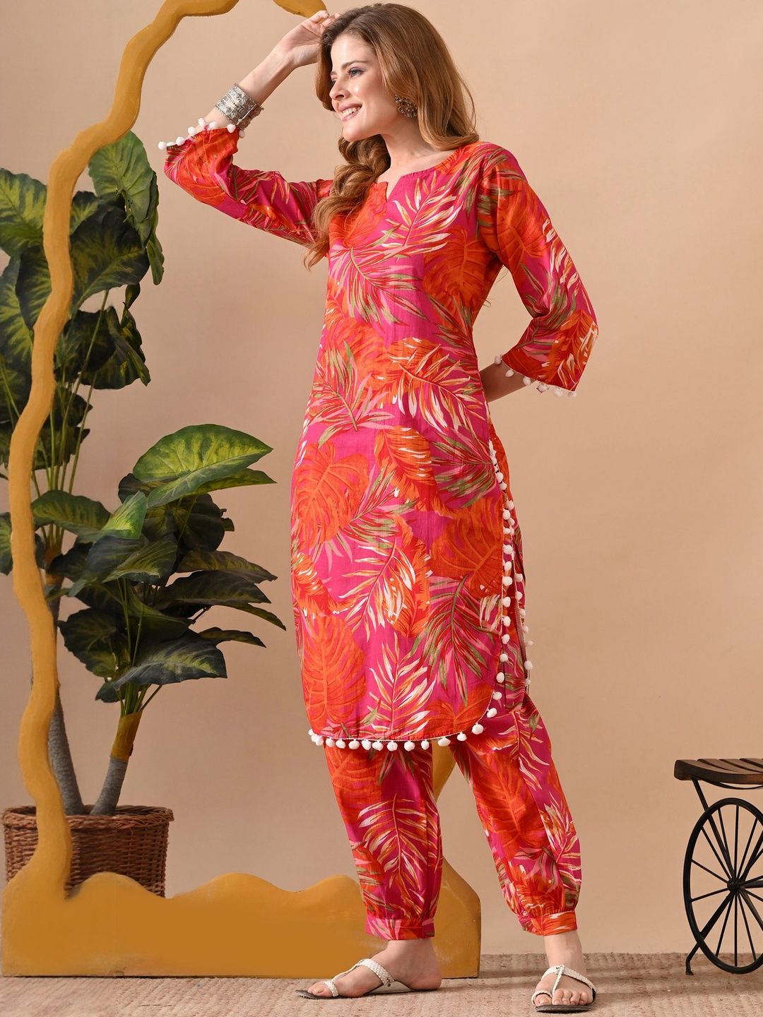 Buy KJFAB Women Ethnic Motifs Printed Regular Pure Cotton Kurta With ...
