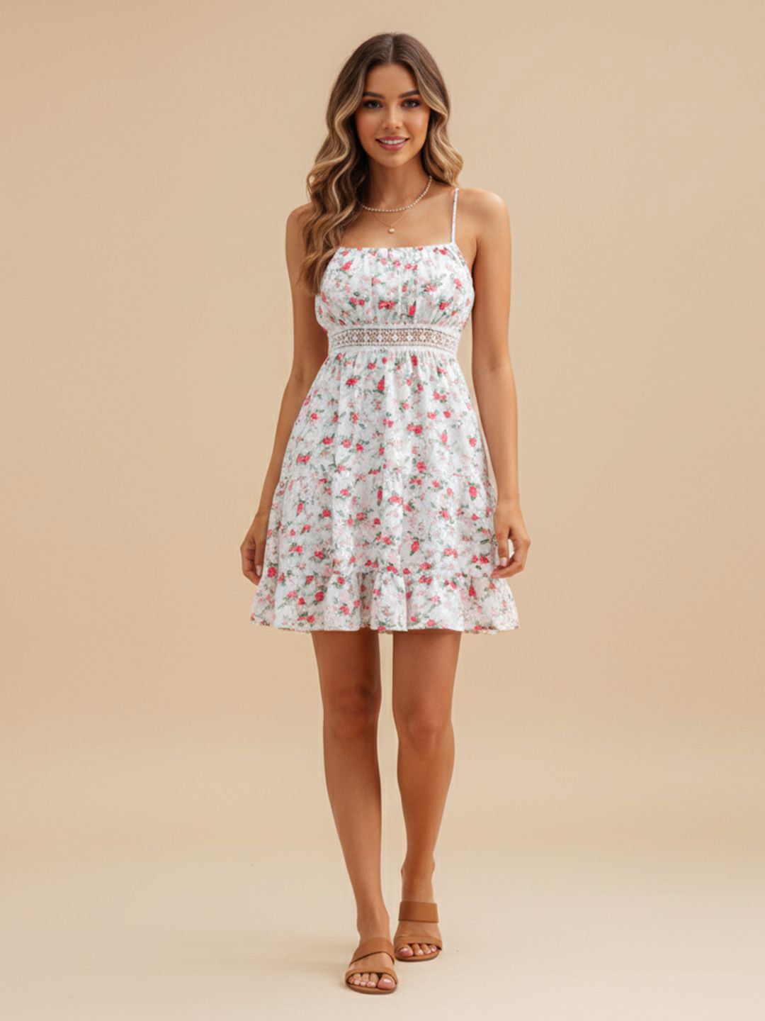 Buy DressBerry Floral Print Lace A Line Mini Dress - Dresses for Women ...