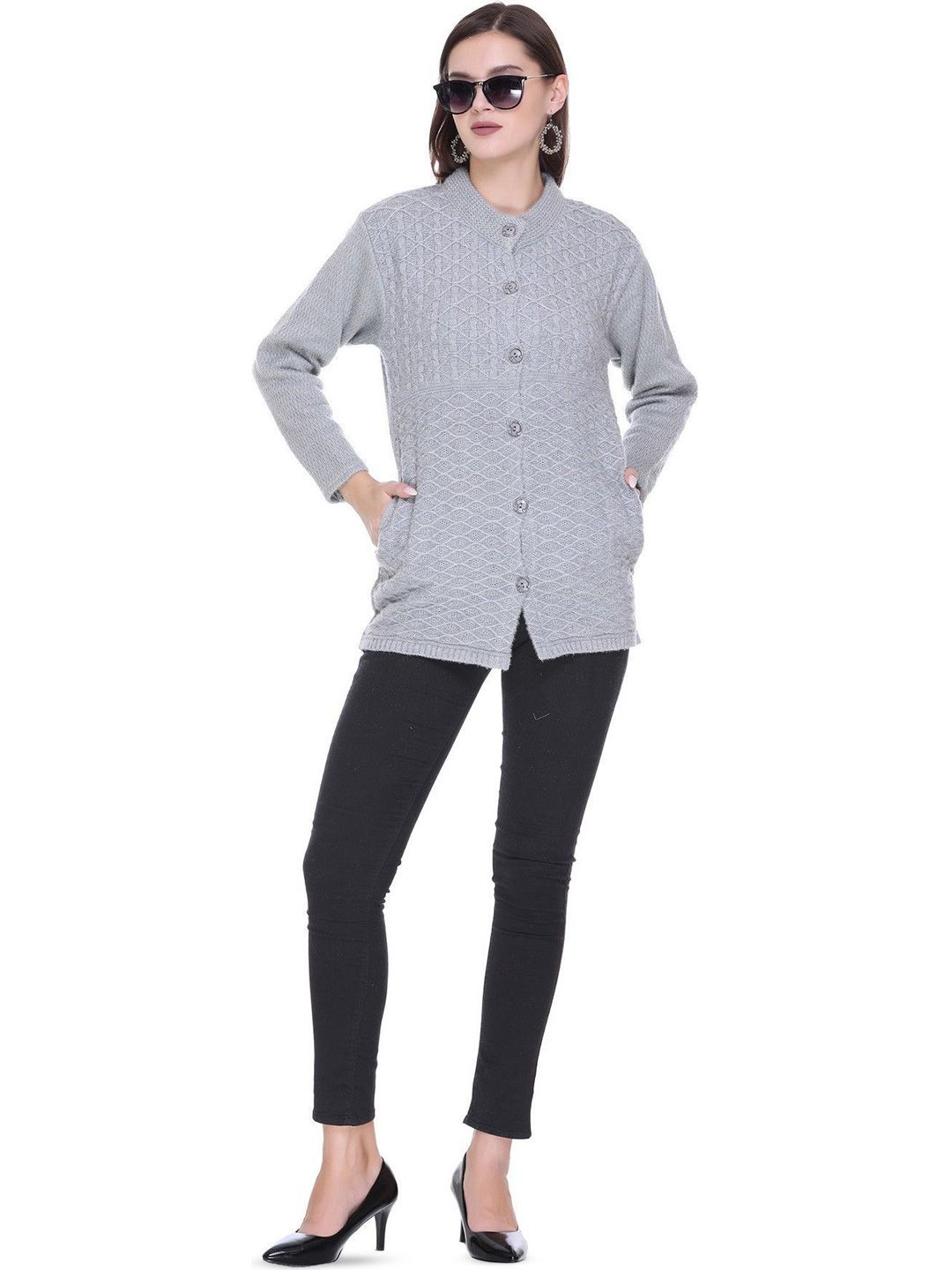 Buy BIWU Women Cable Knit Woollen Cardigan - Sweaters for Women ...
