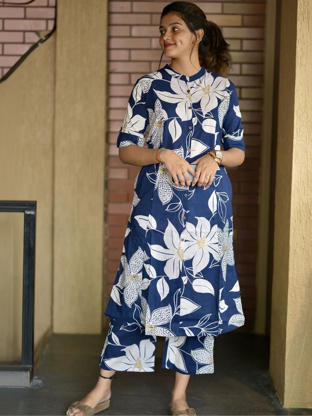 Buy MISAYL Women Floral Printed Regular Kurta With Palazzos - Kurta ...