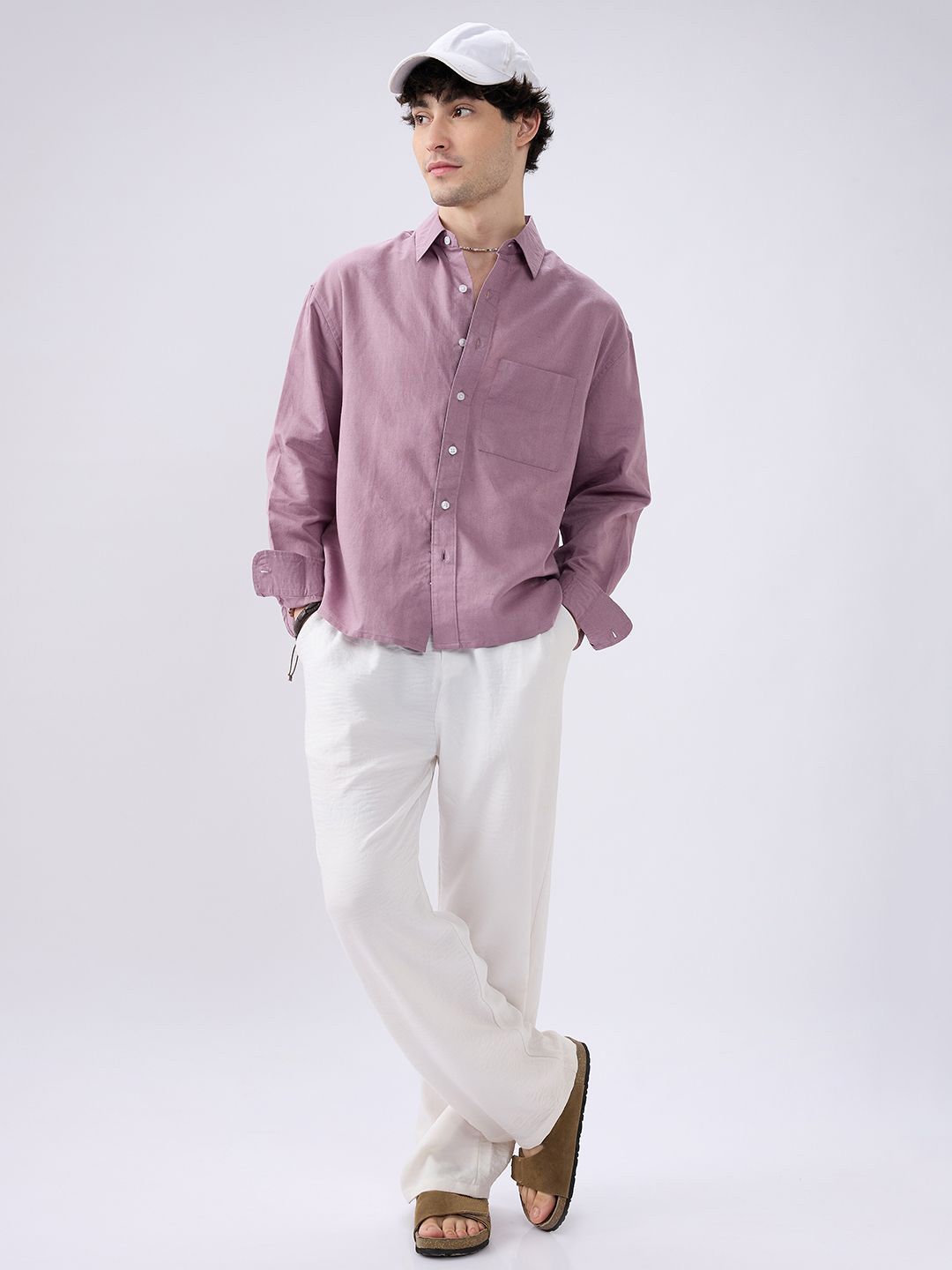 Buy VASTRADO Men Classic Boxy Fit Solid Spread Collar Linen Casual ...