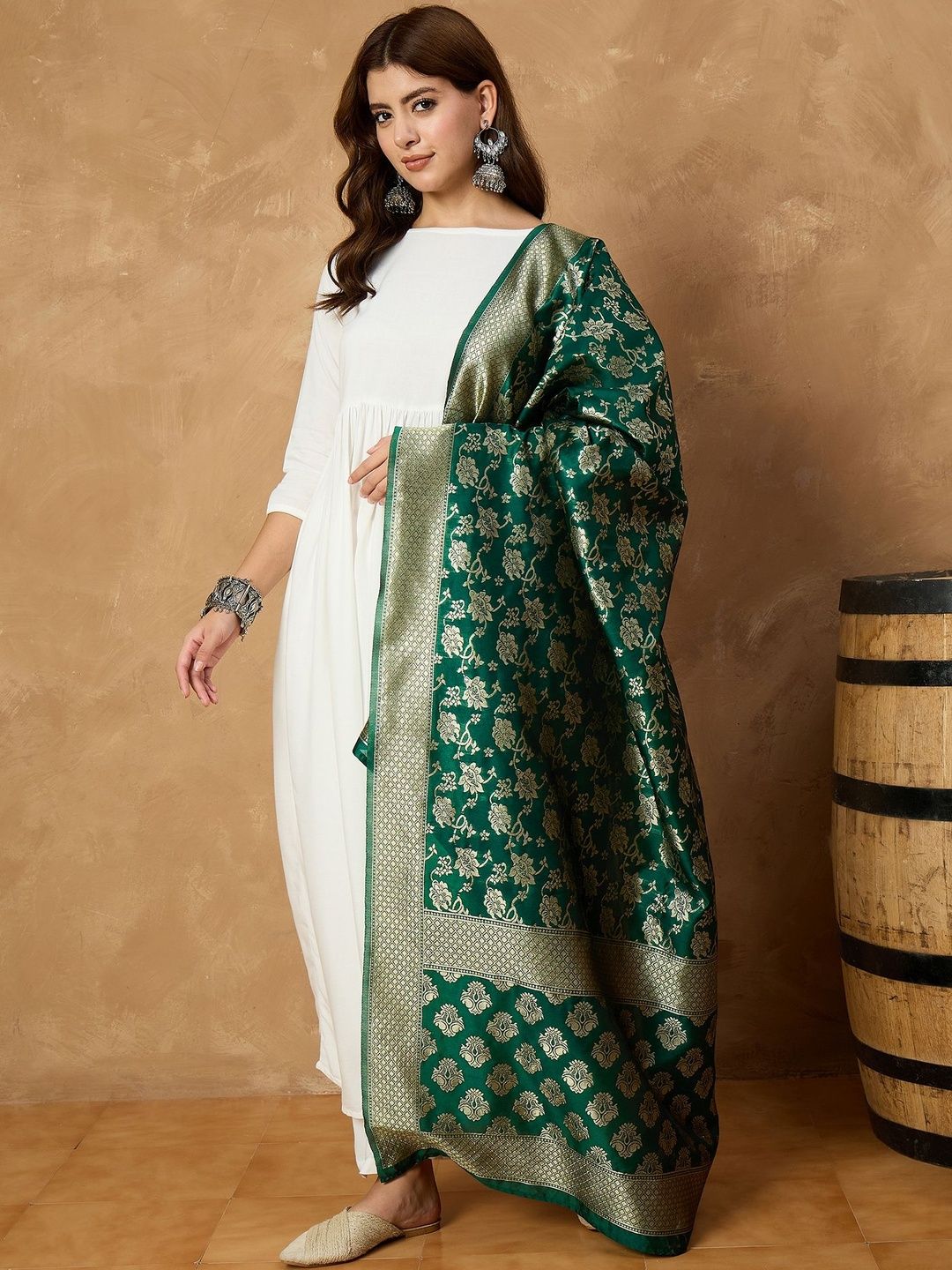 Buy InWeave Women Pleated Anarkali Kurta With Trousers & Dupatta - Kurta Sets for Women 37159495 ...