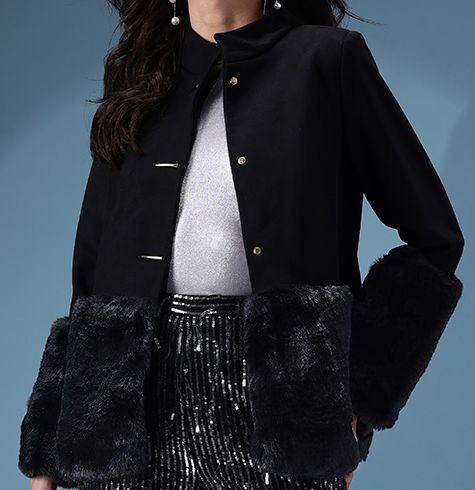Buy Bebe Faux Fur Hem Tailored Jacket - Jackets for Women 33432175 | Myntra