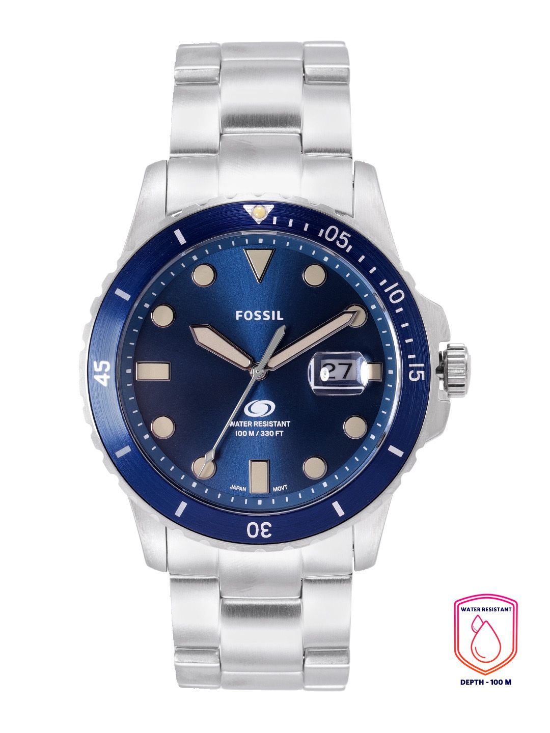 Fossil Men Blue Dial And Silver Toned Stainless Steel Straps Analogue Watch Fs5949 Price History