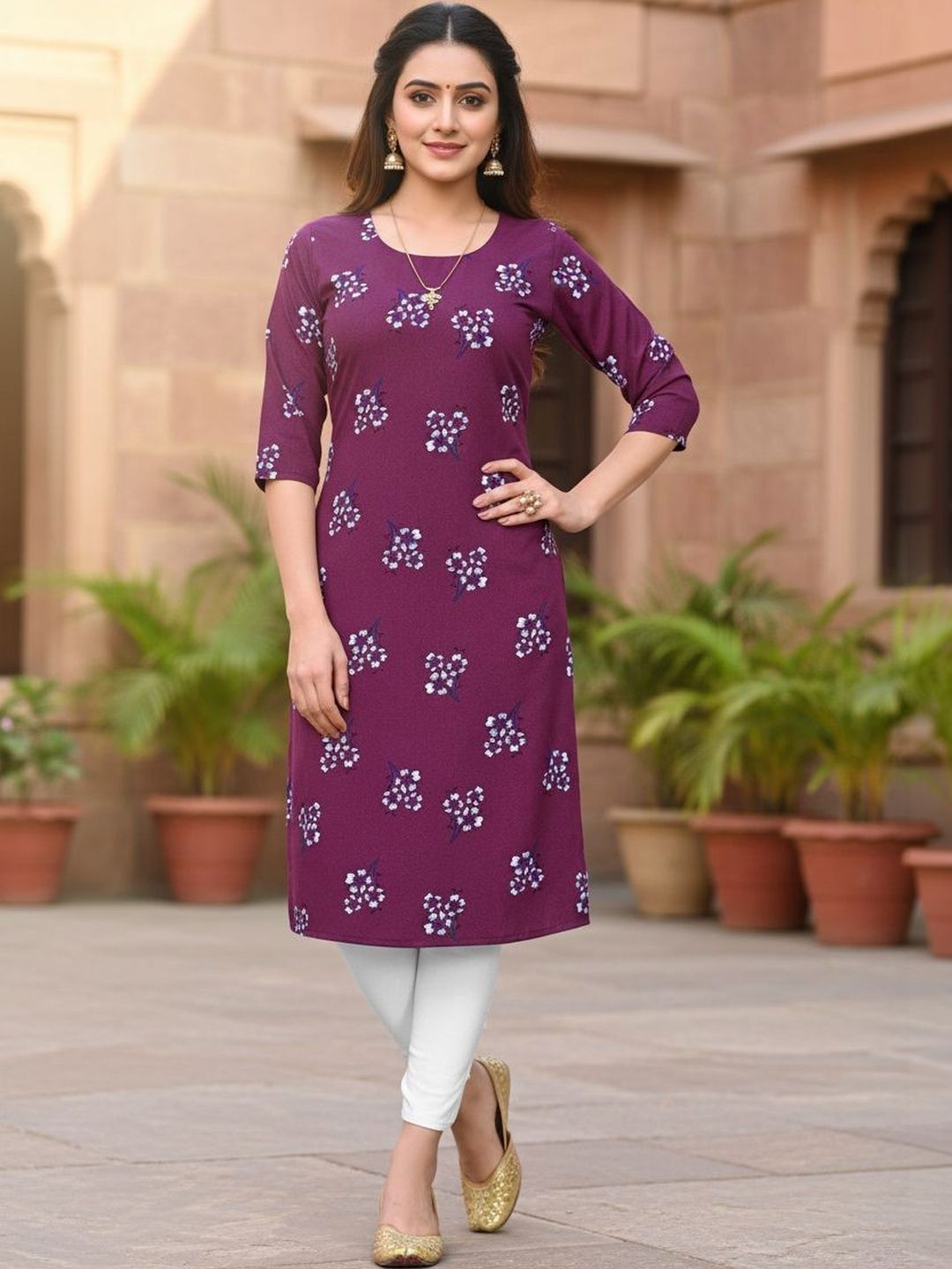 Buy JANKHANA Pack Of 6 Striped Straight Kurtas - Kurtas for Women ...