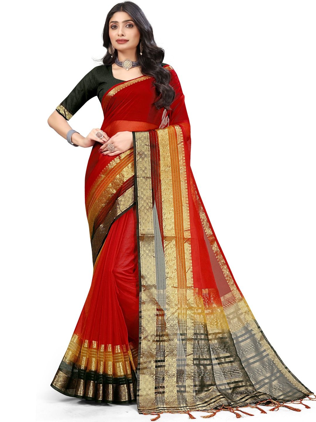 Buy KOTHARI IC Woven Design Zari Organza Handloom Patola Saree - Sarees ...