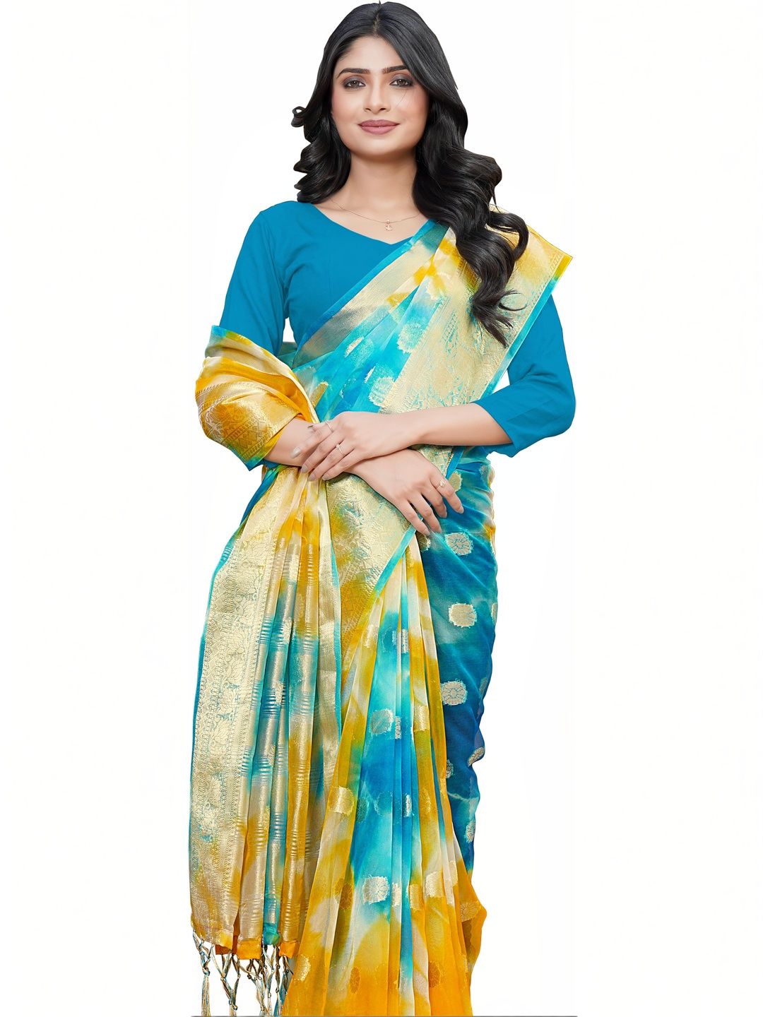 Buy KOTHARI SKT Bandhani Zari Organza Bandhani Saree - Sarees for Women ...