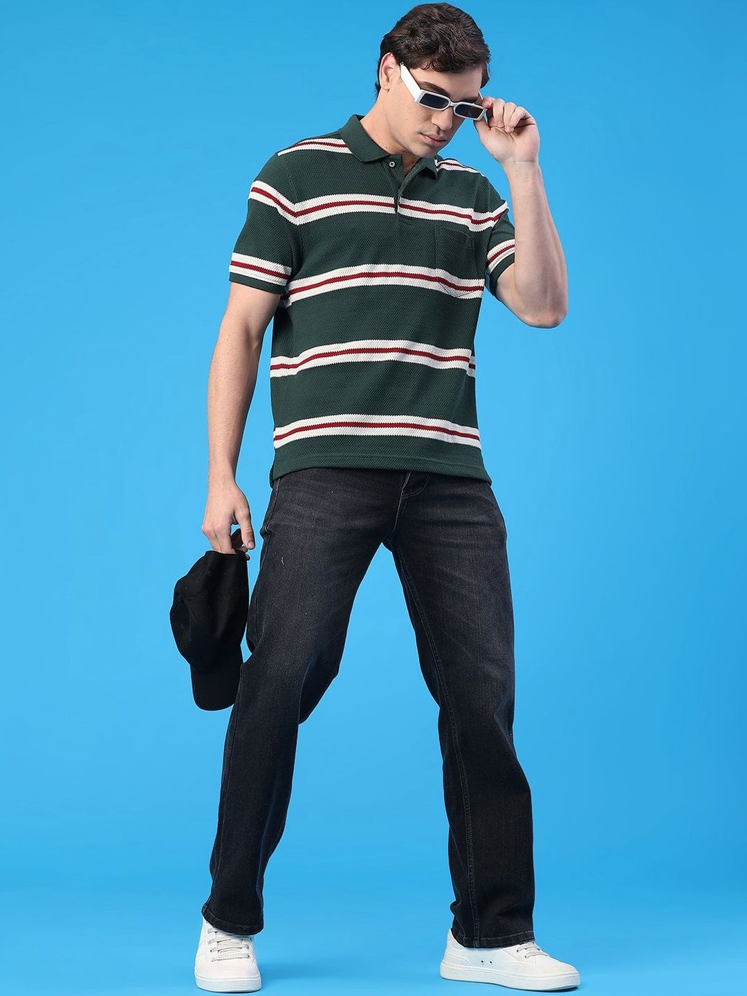 Buy V Mart Men Striped Polo Collar Pockets T Shirt - Tshirts for Men ...