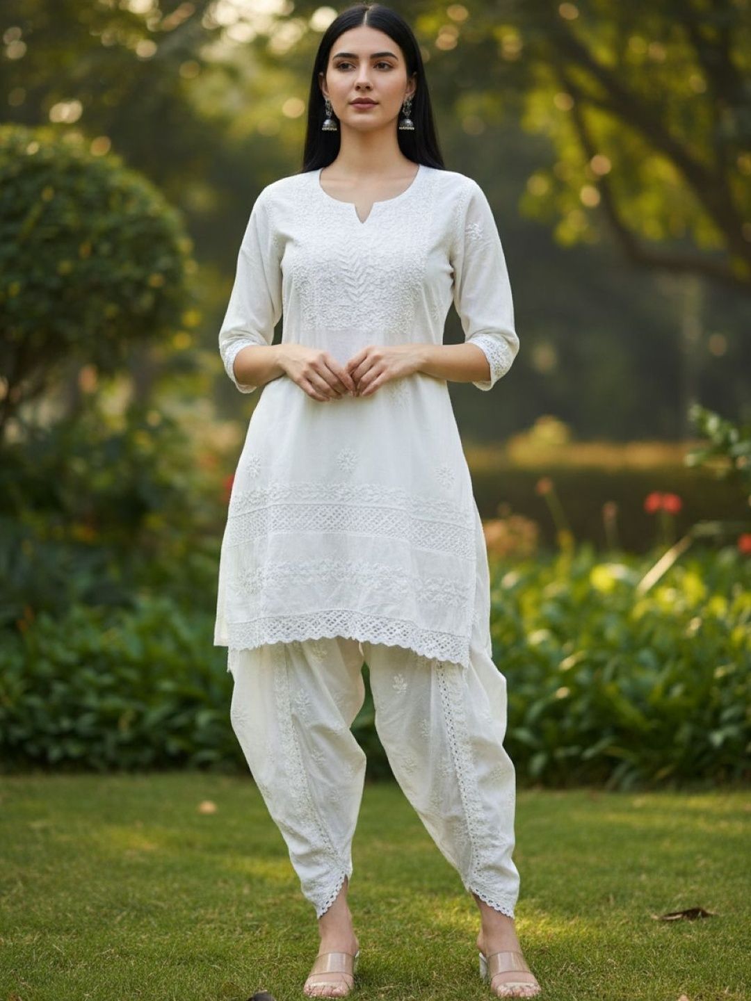 Buy KHAKA Women Ethnic Motifs Embroidered Regular Chikankari Pure ...