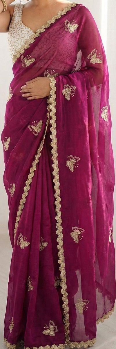 Buy Mitera Embellished Sequinned Satin Designer Saree - Sarees for ...
