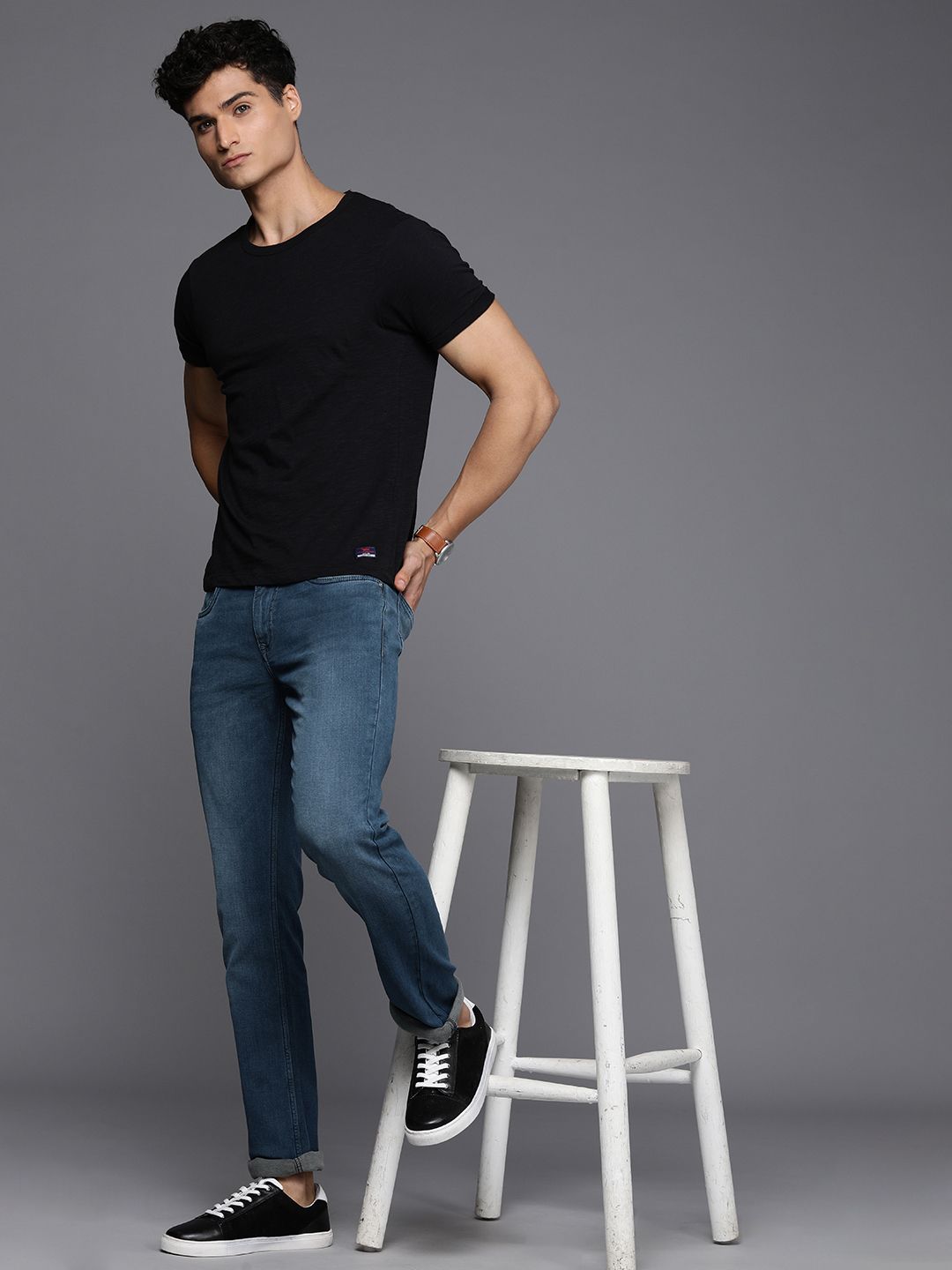 Buy Men Slim Fit Stretchable Mid Rise Mid Stone Wash Jeans - Jeans for ...