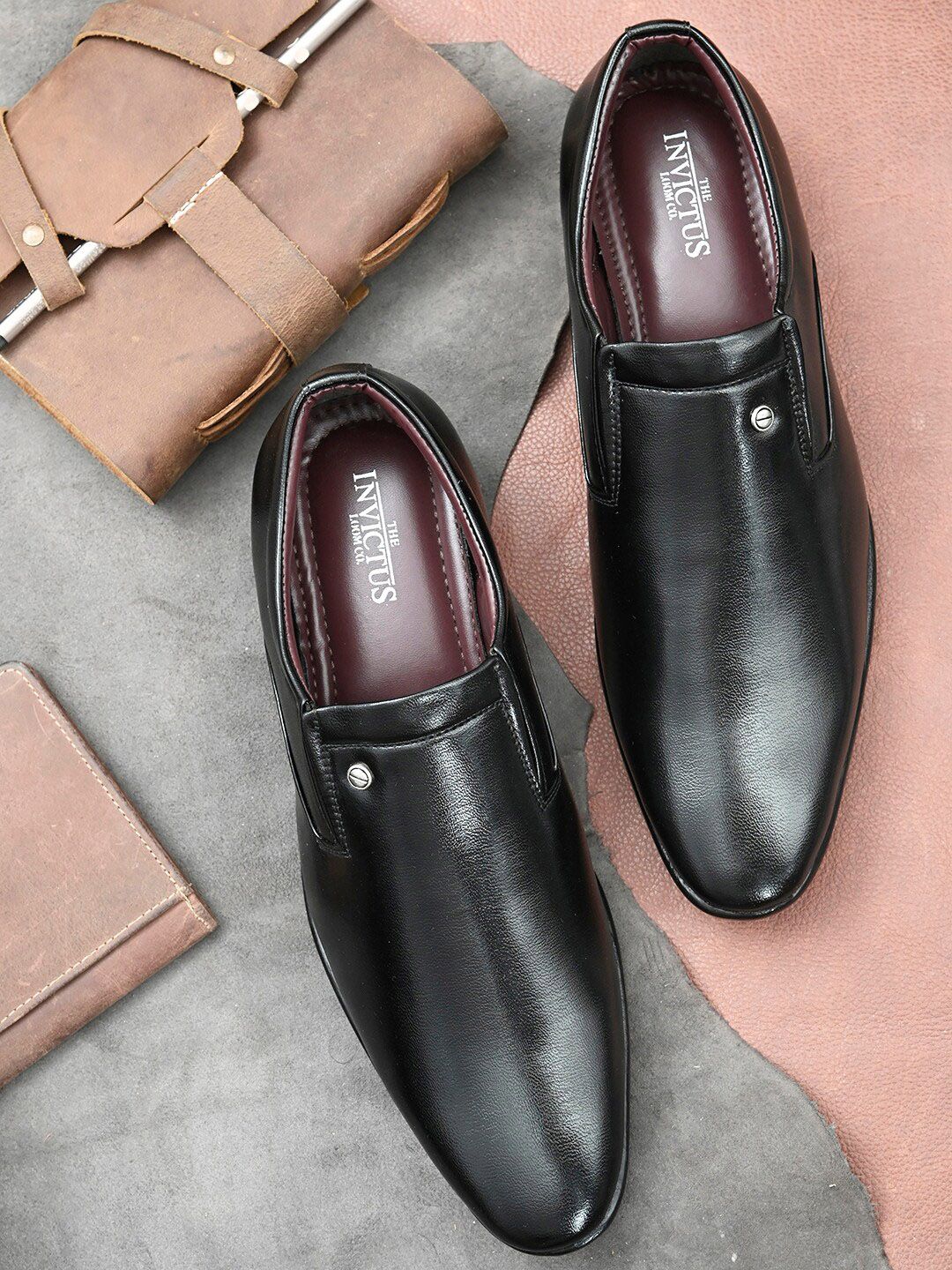 INVICTUS Men Black Solid Formal Slip On Shoes - Price History