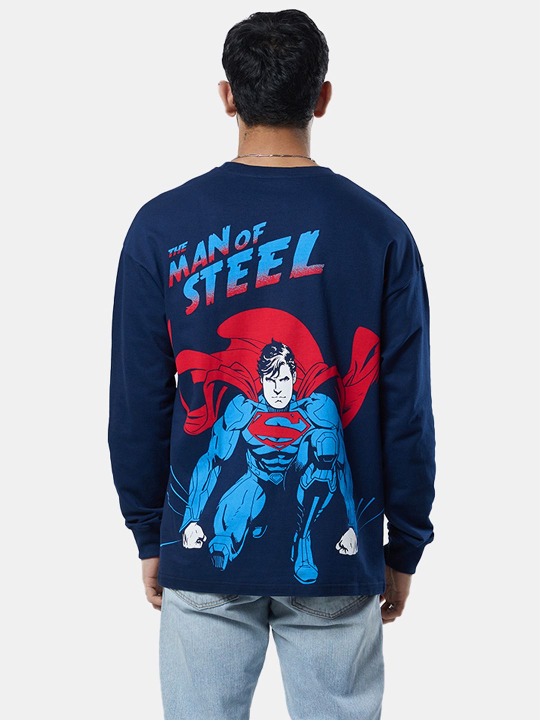 The Souled Store Men Navy Blue Applique Oversized T-Shirt - Price History