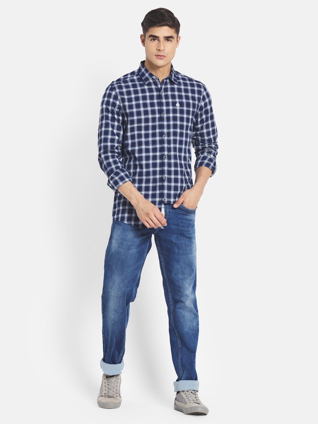 Buy METTLE Men Navy Blue Tartan Checks Checked Casual Cotton Shirt - Shirts for Men 20499614 ...