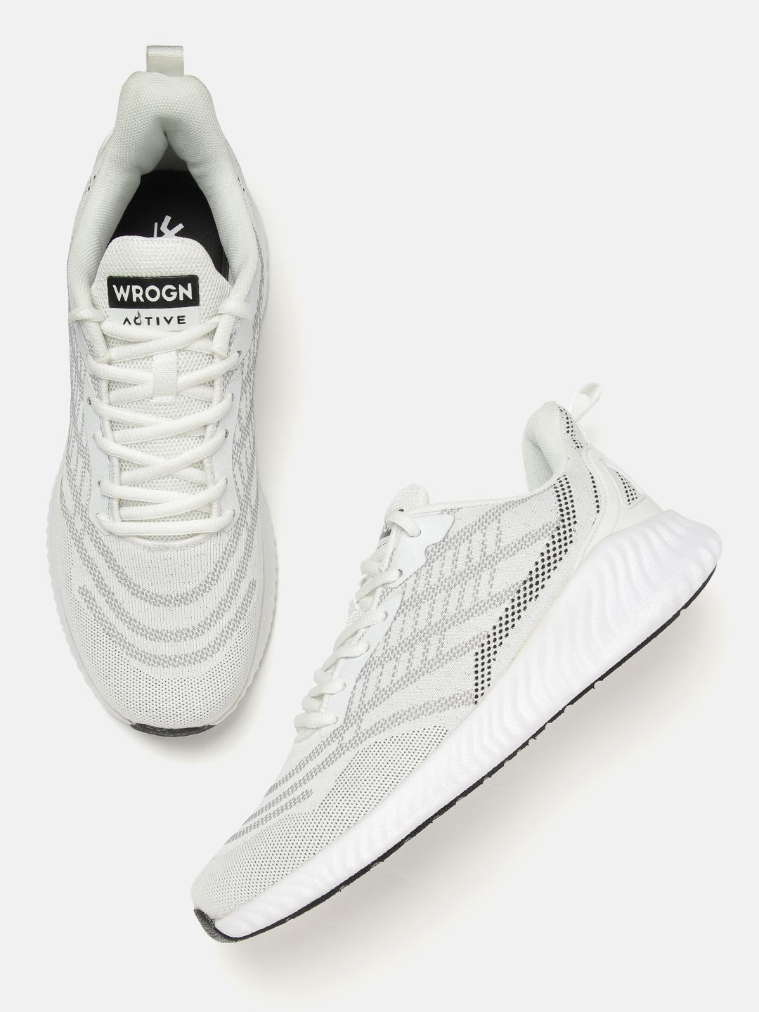 WROGN Men White & Grey Woven Design Running Shoes - Price History