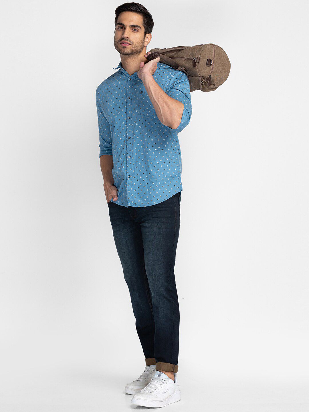 Buy Oxemberg Men Classic Slim Fit Floral Printed Cotton Casual Shirt ...