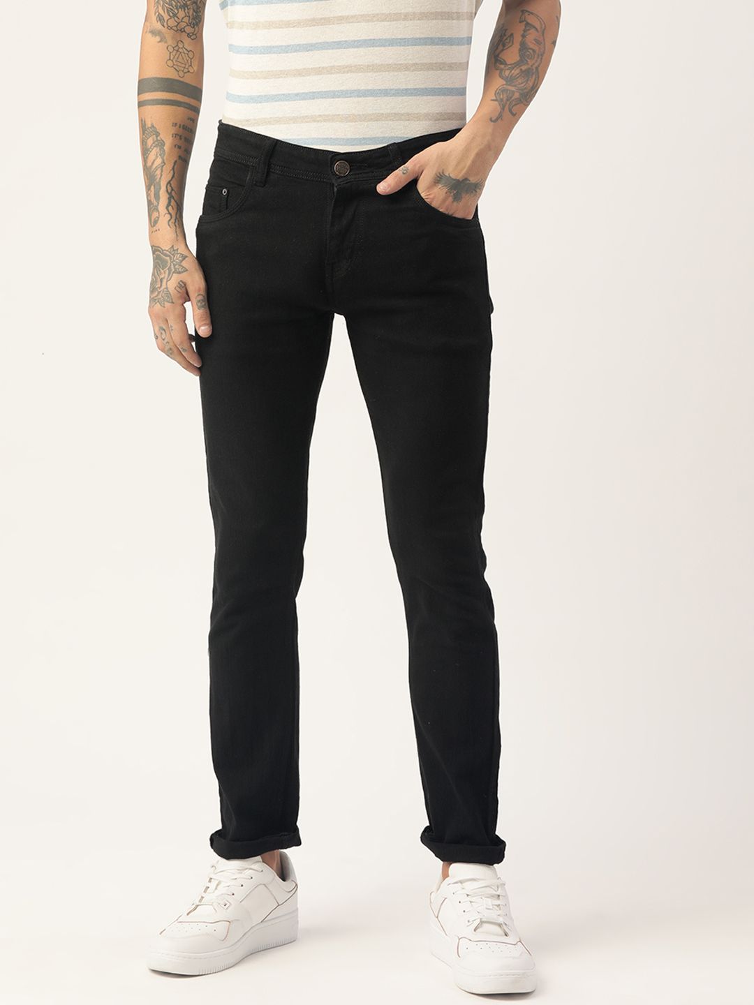 PARIS HAMILTON Men Black Solid Slim Fit Stretchable Jeans - Price History