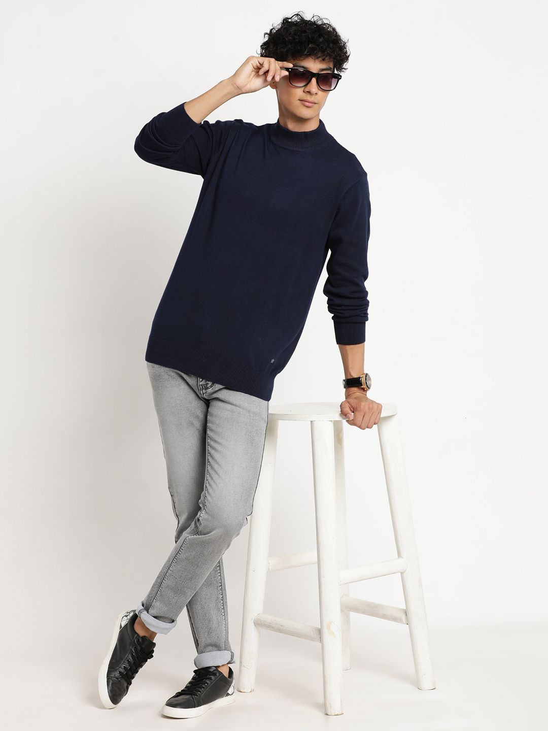 Buy Turtle Men Navy Blue Pullover Cotton Sweater - Sweaters for Men ...