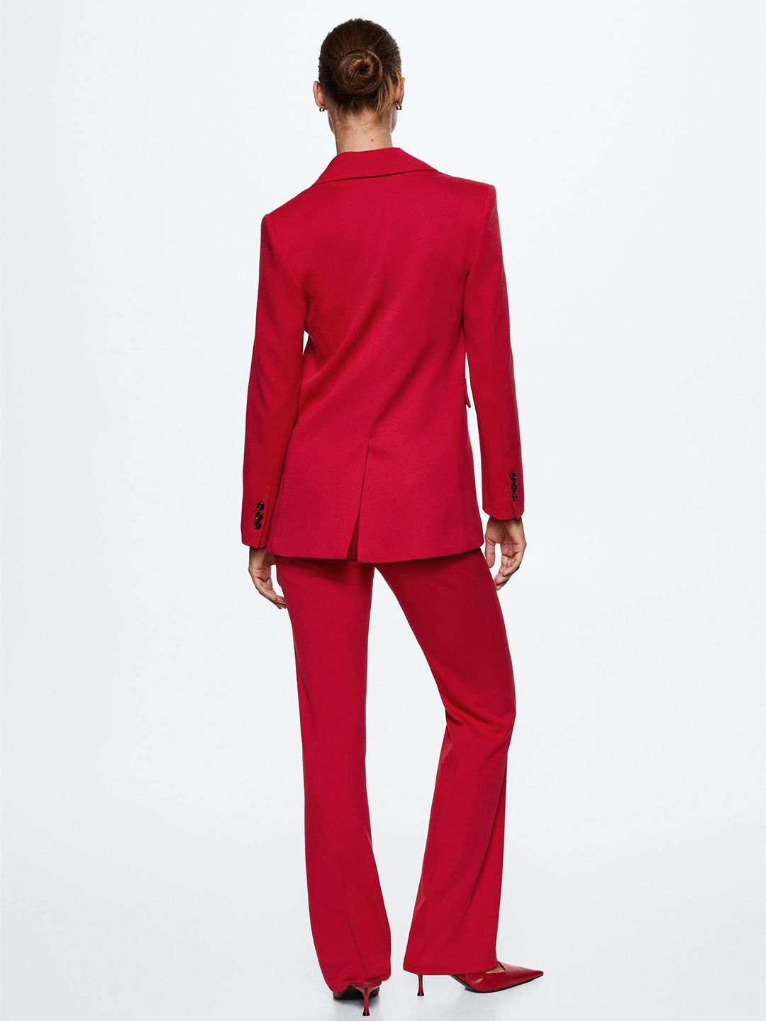 Buy MANGO Women Single Breasted Cheery Red Blazer - Blazers for Women ...