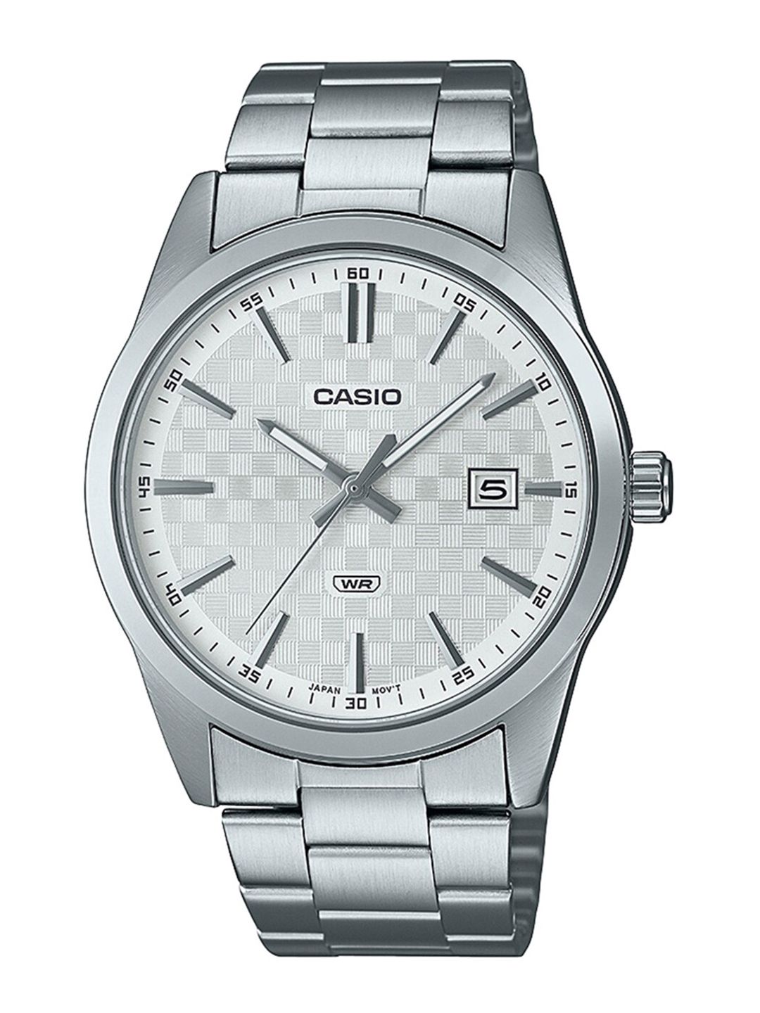CASIO Men White Dial & Silver Toned Stainless Steel Bracelet Style ...