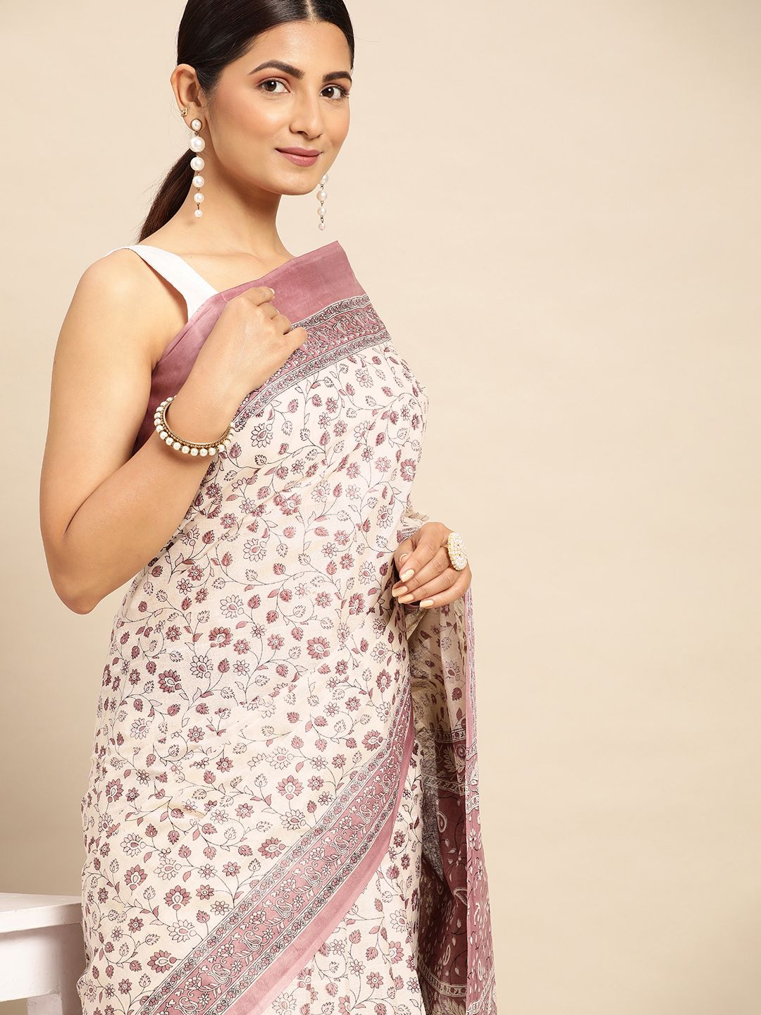 SAVE ₹3527 on Shanvika SHANVIKA Floral Pure Cotton Block Print Saree ...