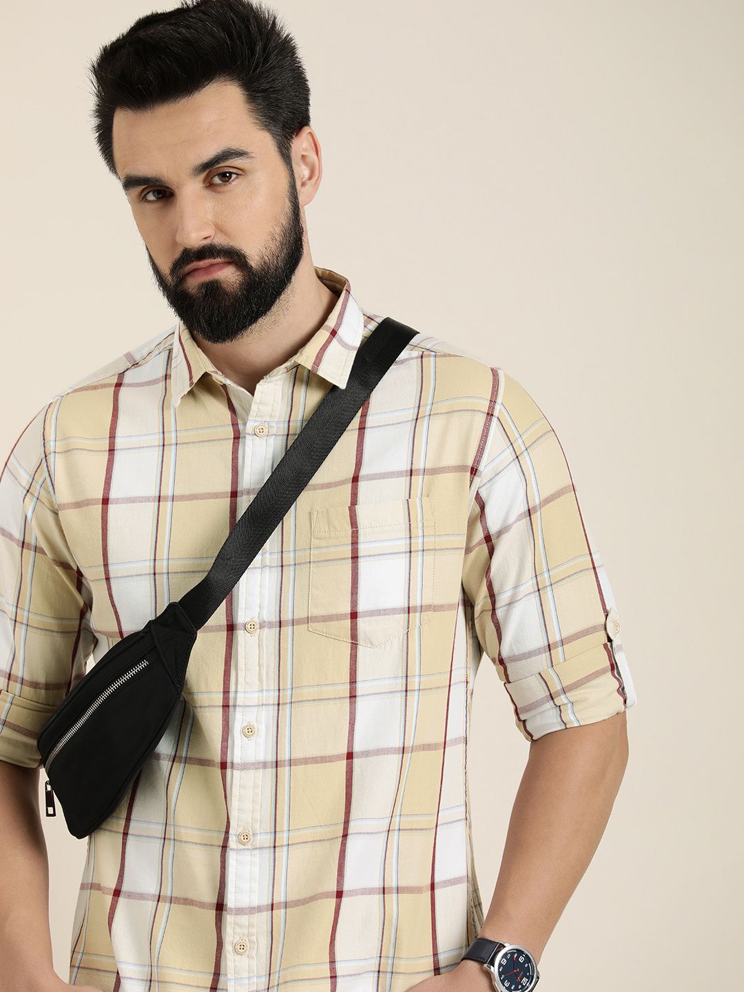 Moda Rapido Men Pure Cotton Slim Fit Checked Casual Shirt - Price History