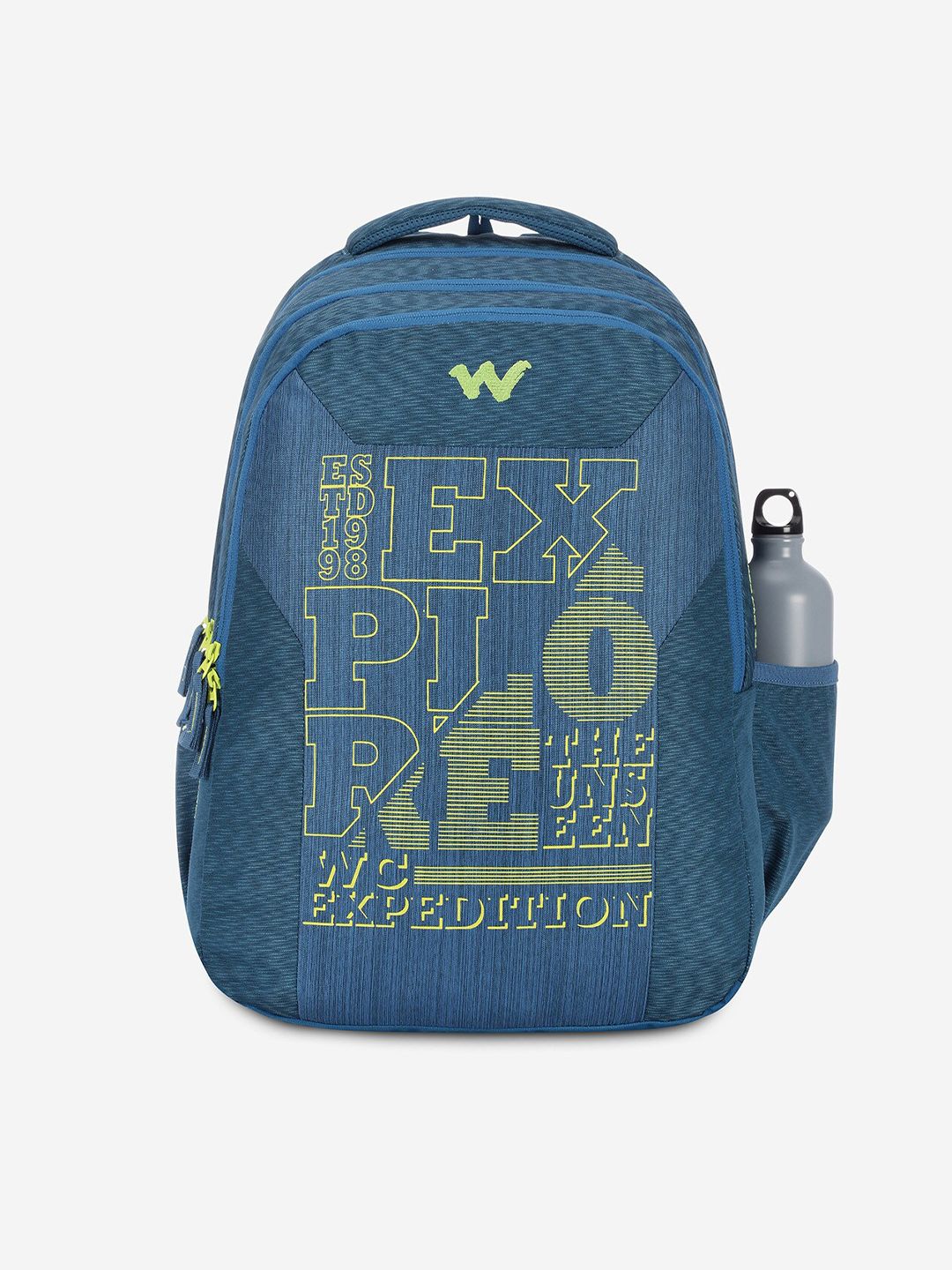 Wildcraft Unisex Blue & Lime Green Typography Backpack - Price History