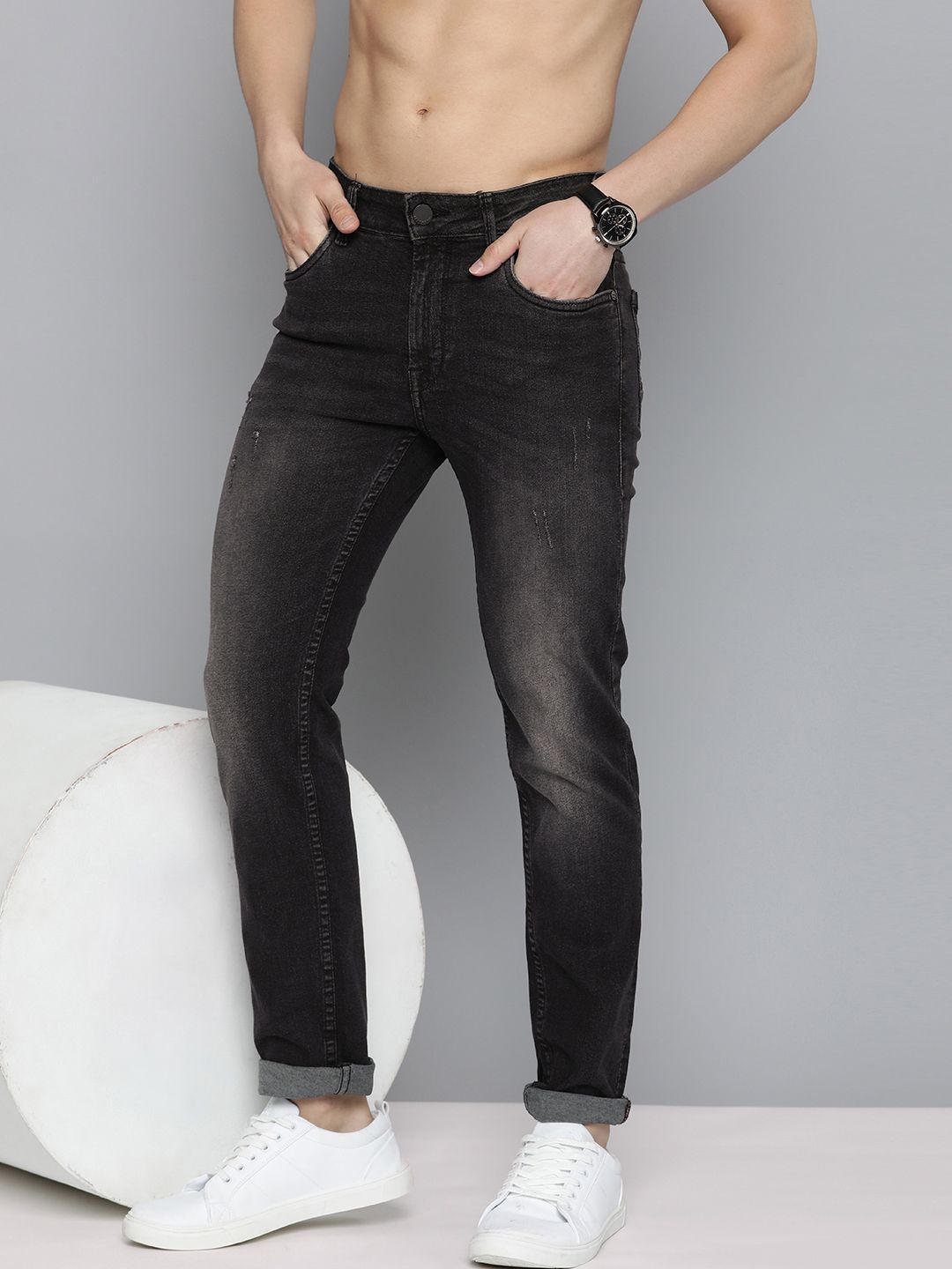 HERE&NOW Men Low Distress Heavy Fade Stretchable Jeans - Price History