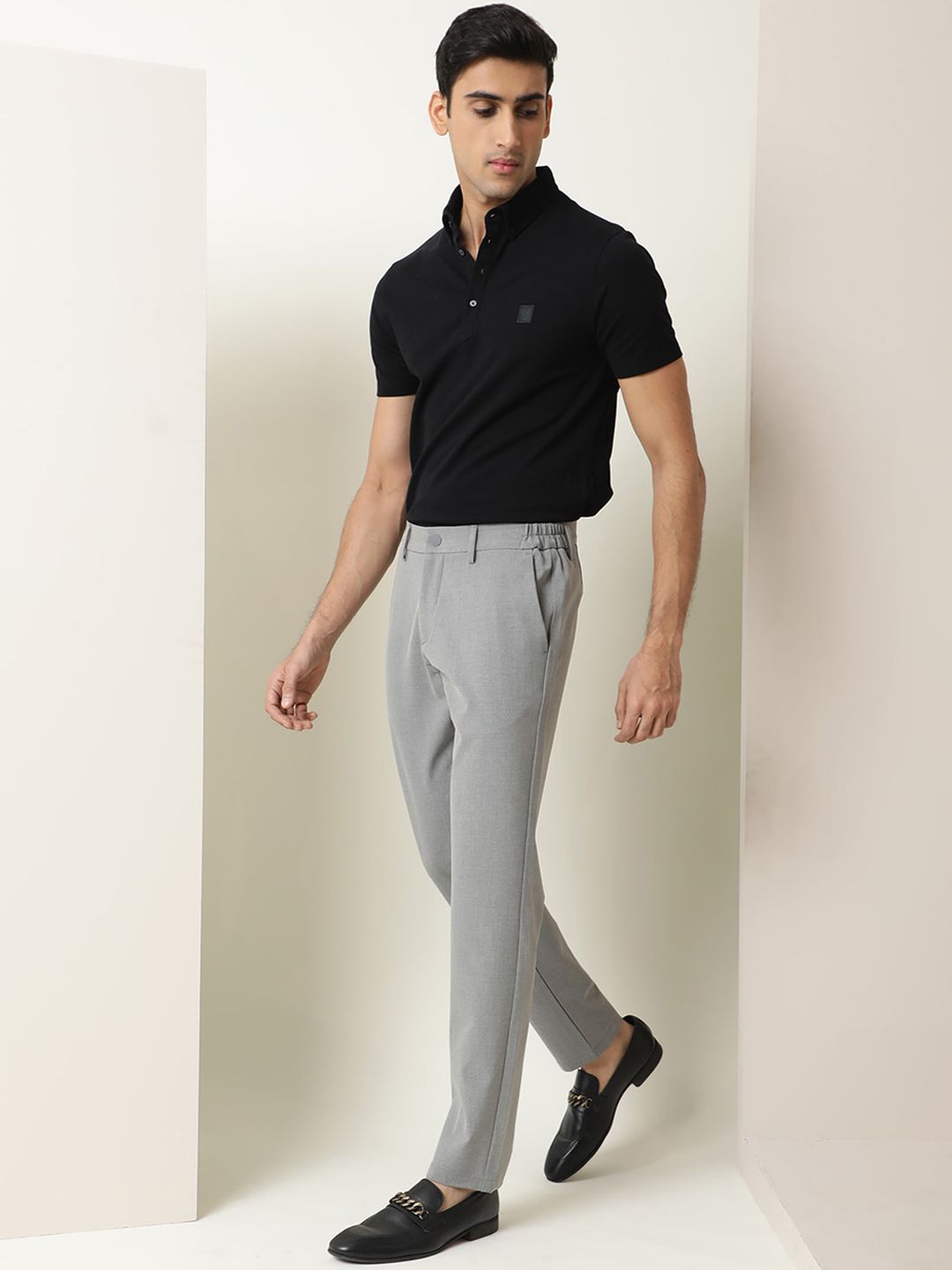 RARE RABBIT Men Mid-Rise Textured Slim Fit Trousers - Price History