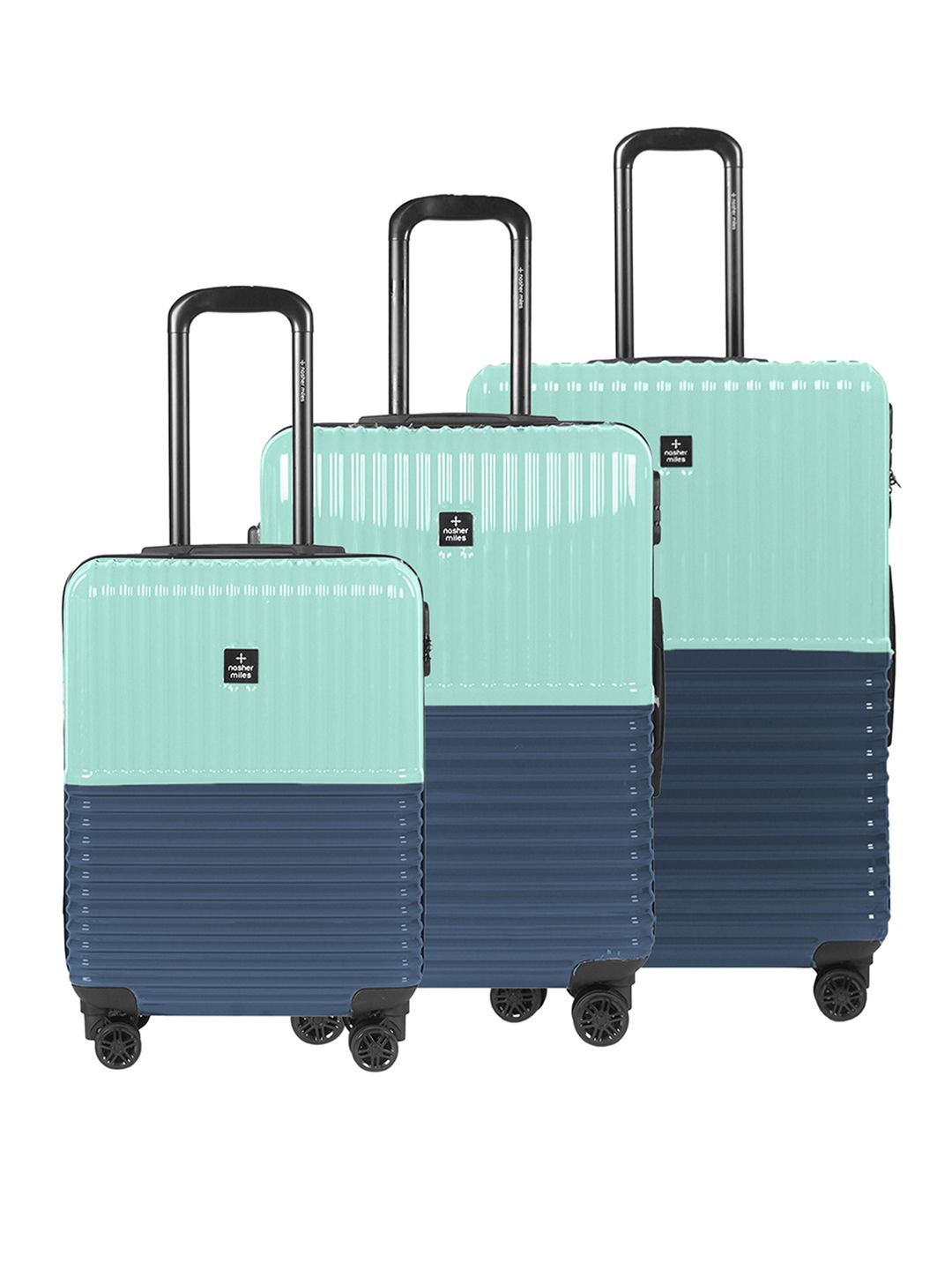 Nasher Miles Set Of 3 Textured Hard-Sided Trolley Suitcases - Price History