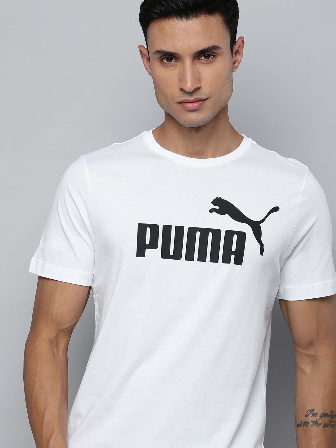 Puma Men Brand Logo Printed Pure Cotton Regular Fit Outdoor T-shirt ...