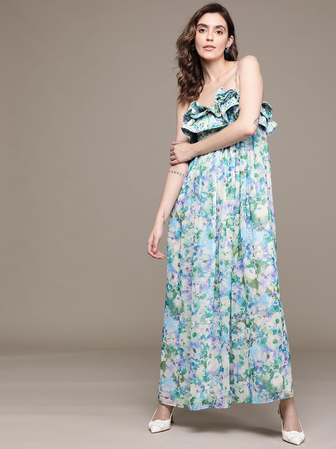 Buy MANGO Floral Print Ruffled Maxi Dress - Dresses for Women 22303006 ...