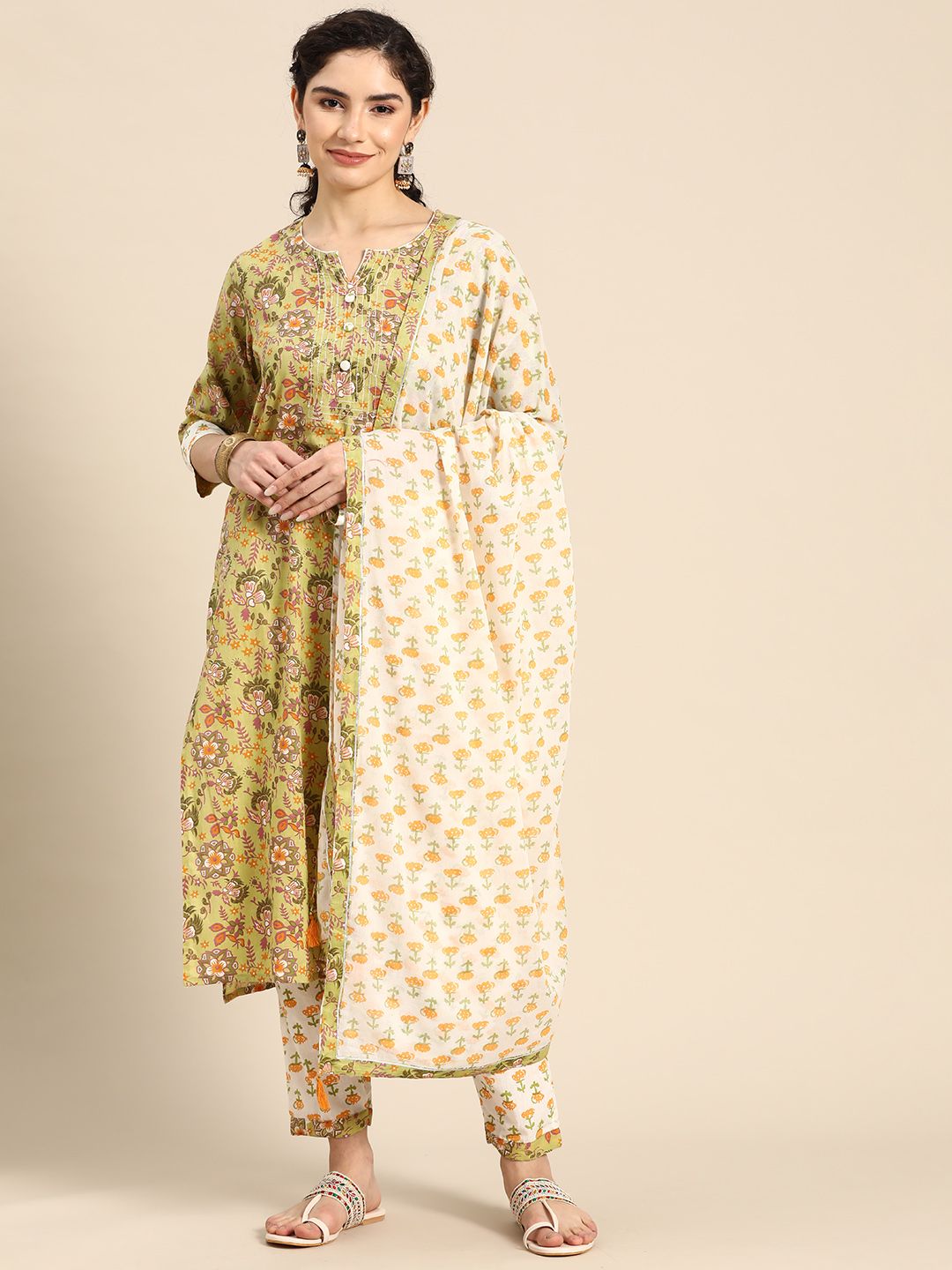 SAVE ₹3762 on Prakhya Floral Printed Regular Sequinned Pure Cotton ...