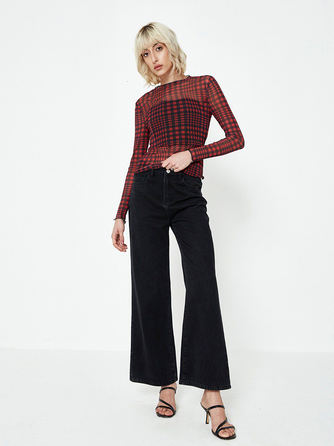 Buy COVER STORY Checked Boat Neck Fitted Top - Tops for Women 22351038 ...