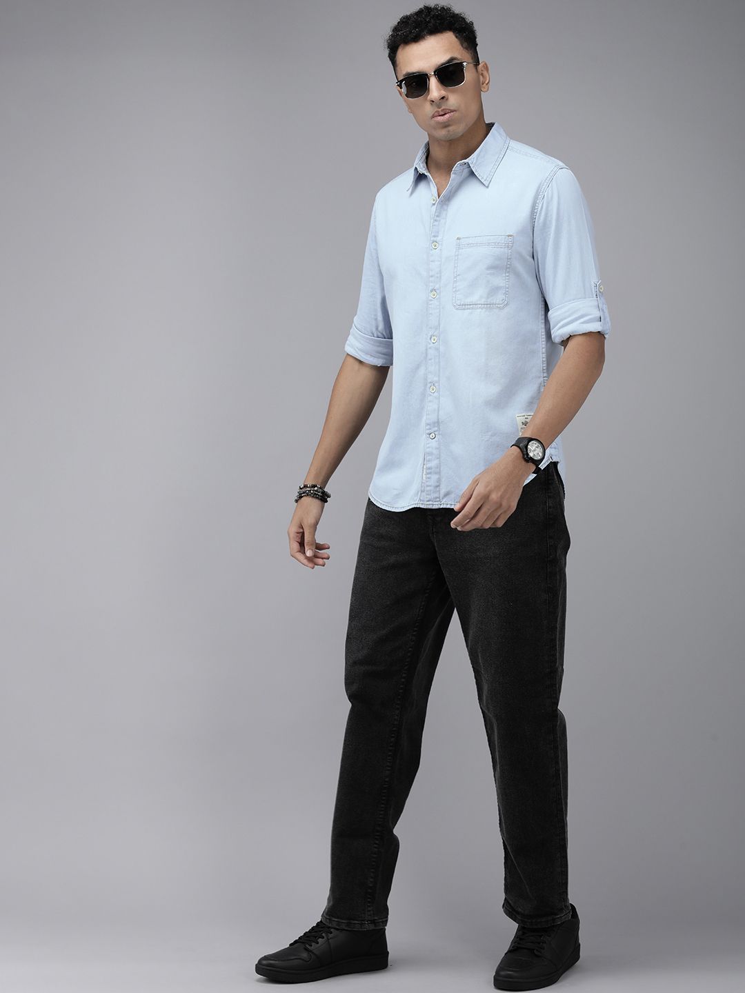 Buy The Roadster Life Co. Pure Cotton Chambray Casual Shirt - Shirts for Men 22480060 | Myntra