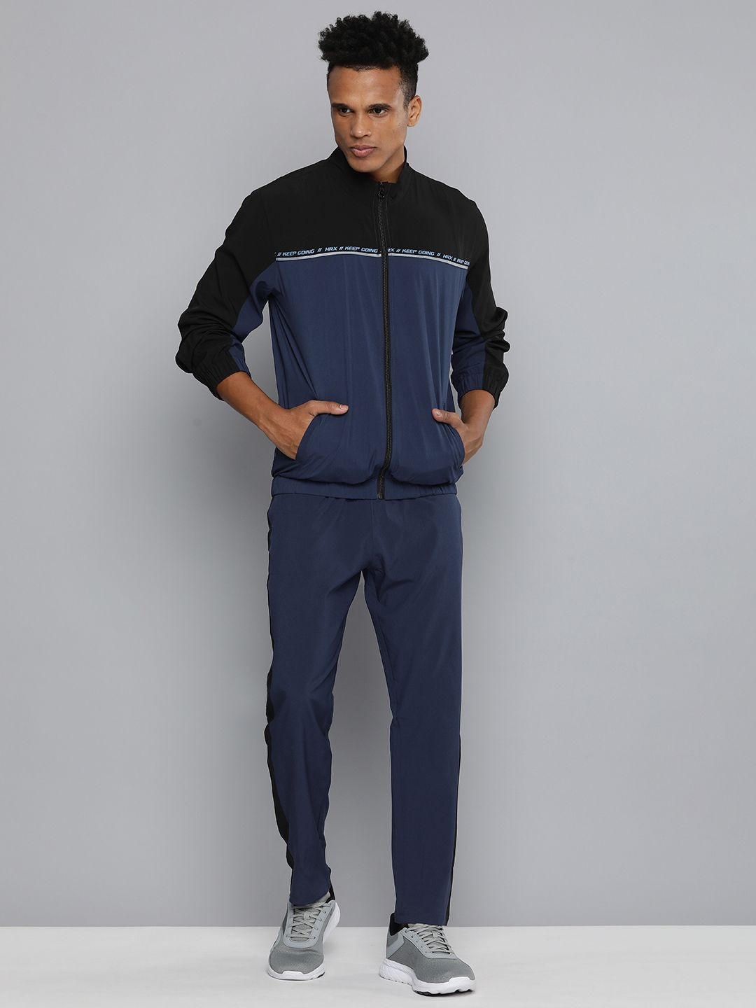 HRX by Hrithik Roshan Men Colorblocked Rapid-Dry Running Tracksuit ...
