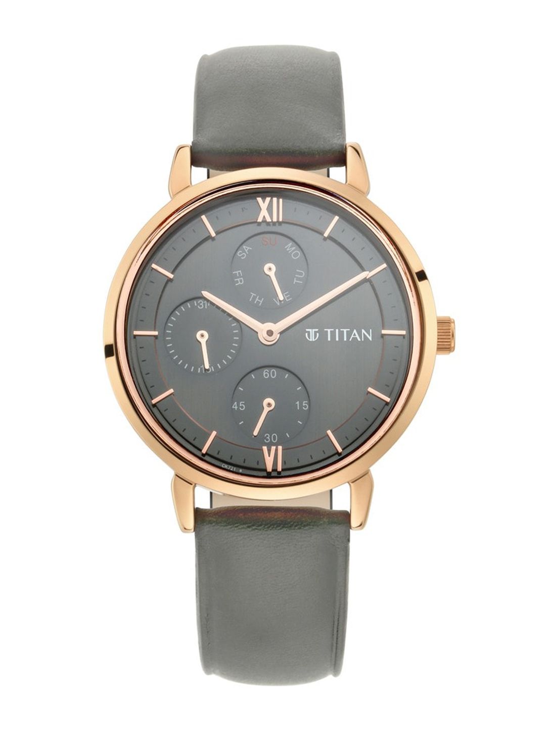 Titan Women Brass Dial & Leather Straps Analogue Watch NQ2652WL01 ...