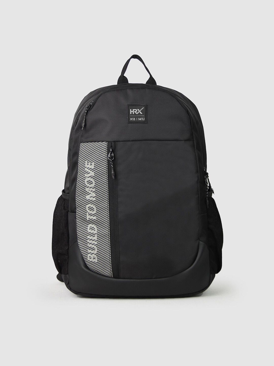 HRX by Hrithik Roshan Black Typography Printed Backpack - Price History