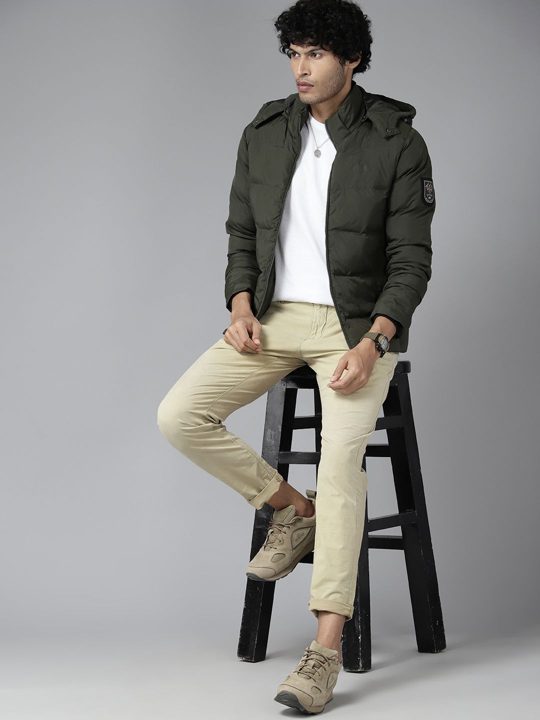 Buy The Roadster Lifestyle Co. Men Solid Hooded Puffer Jacket - Jackets for Men 22823922 | Myntra
