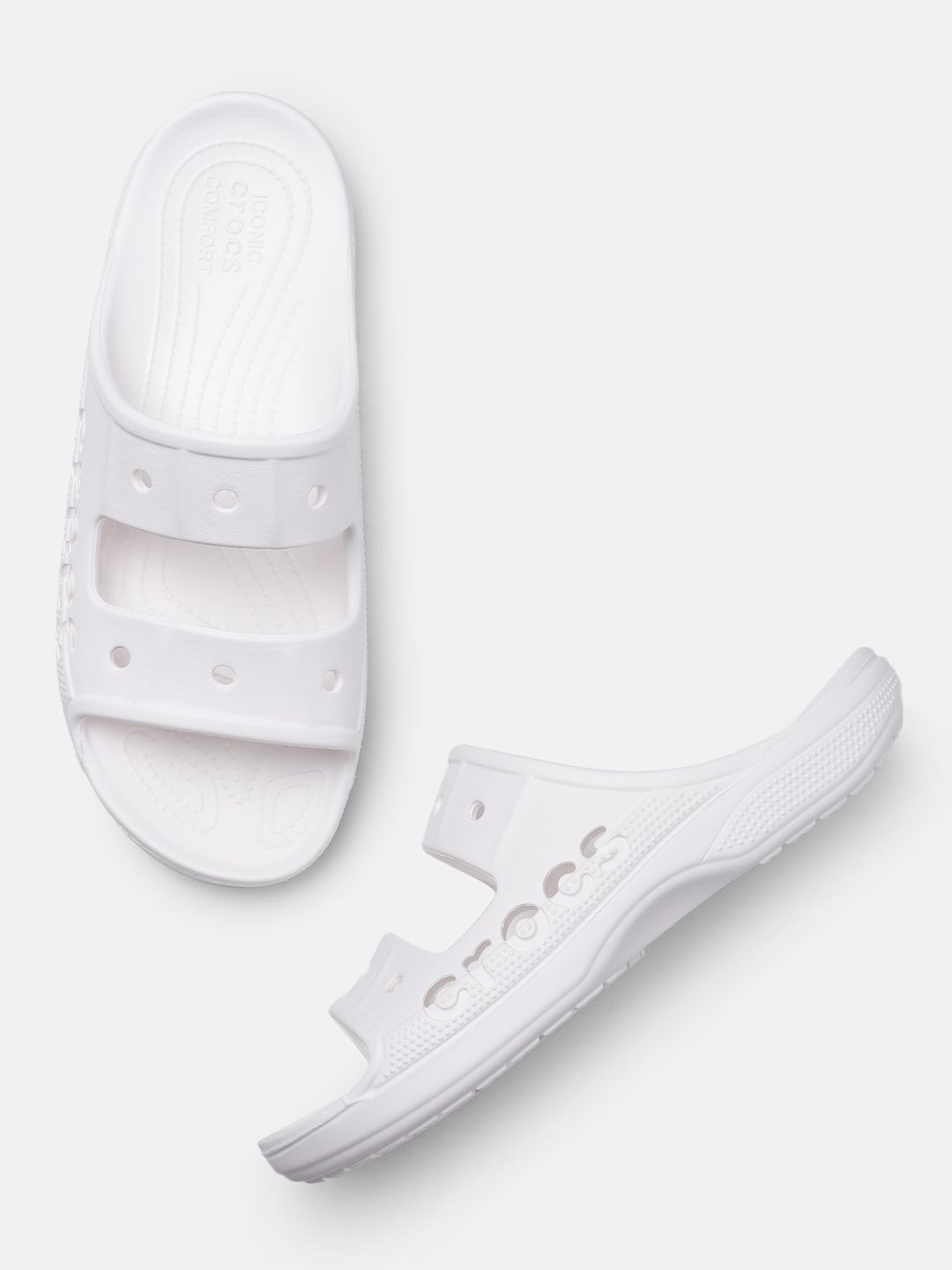 Crocs Men Solid Laser Cut Croslite Open Toe Sliders - Price History