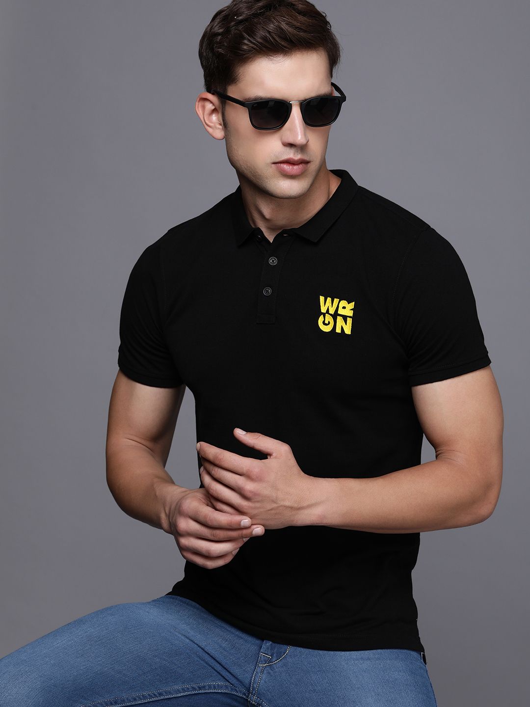 WROGN Brand Logo Embroidered Polo Collar Slim Fit T-shirt - Price History