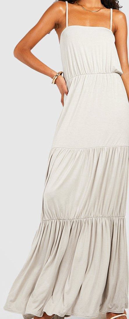 Buy Boohoo Shoulder Straps Tiered Maxi Dress - Dresses for Women ...