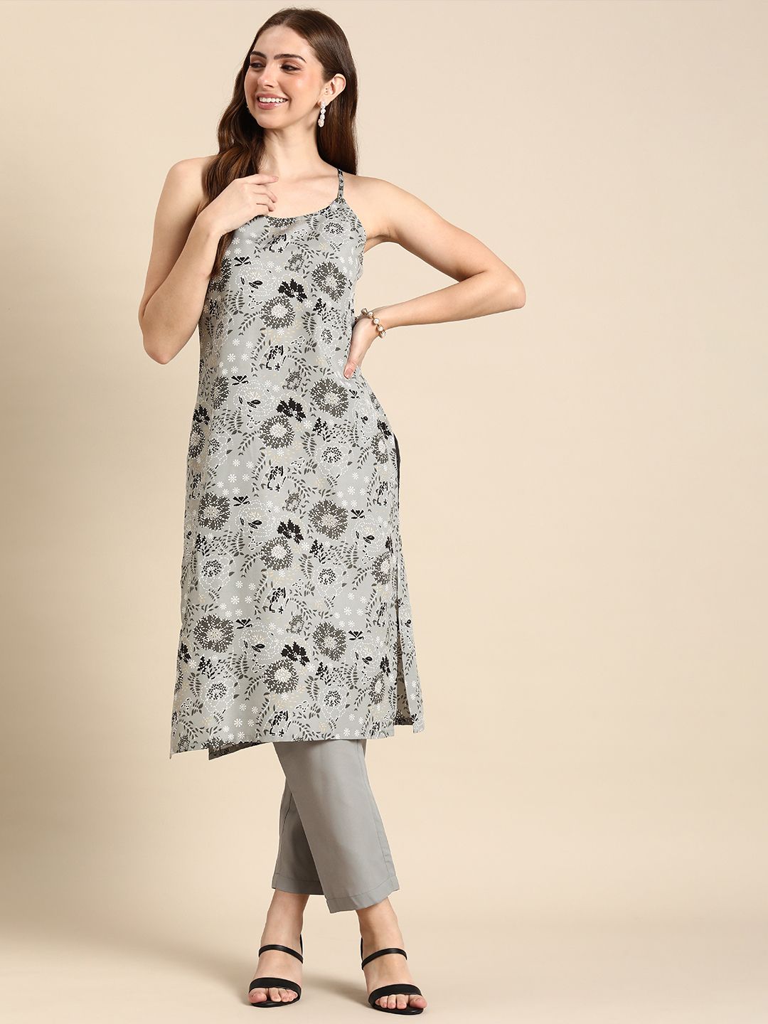 Anouk Women Floral Printed Regular Kurta With Trousers - Price History