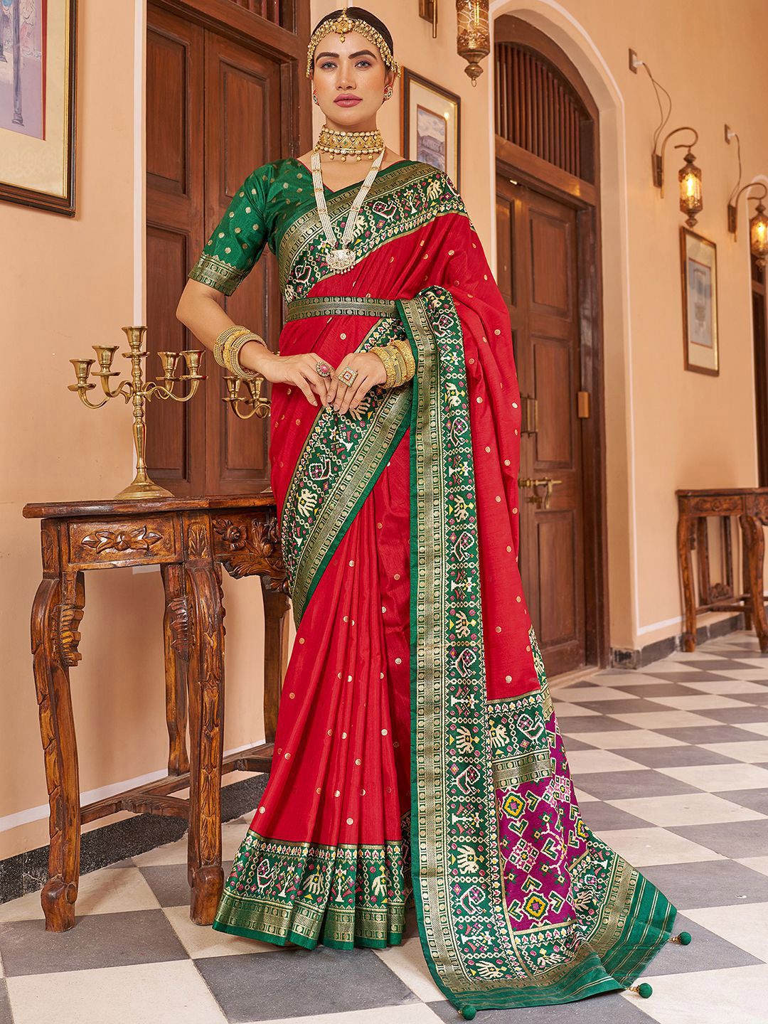 Satrani Ethnic Motifs Printed Zari Saree - Price History