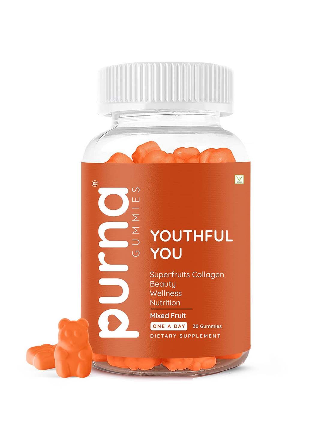 Purna Gummies Youthful You Dietary Supplement Superfruits Collagen ...