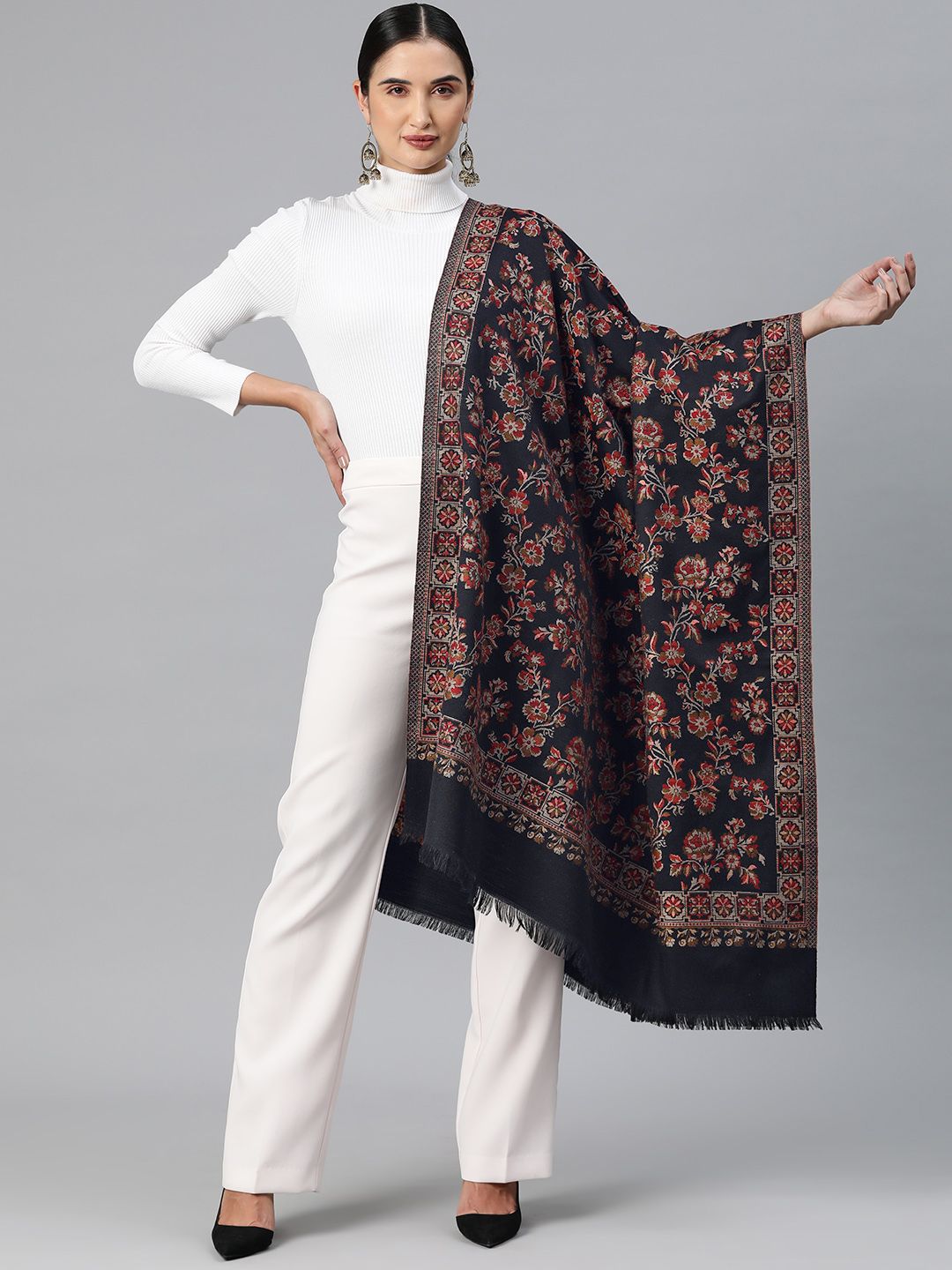 HK colours of fashion Women Floral Woven Design Pashmina Shawl - Price ...