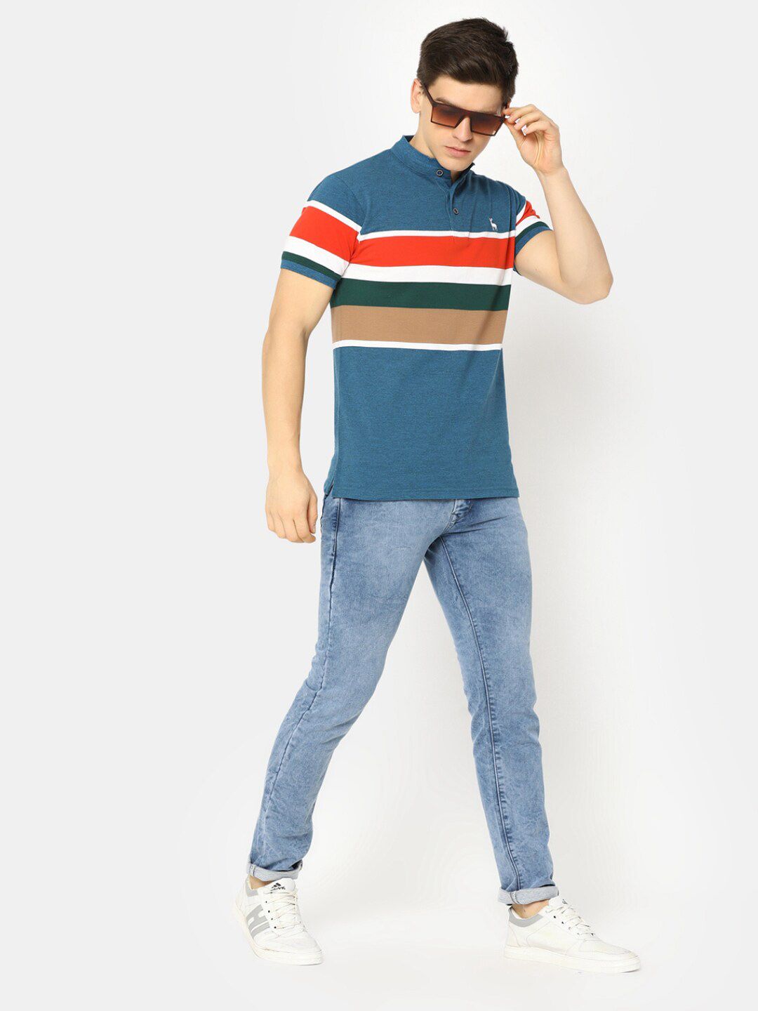 Buy V Mart Colourblocked Polo Collar Cotton Regular T Shirt - Tshirts ...