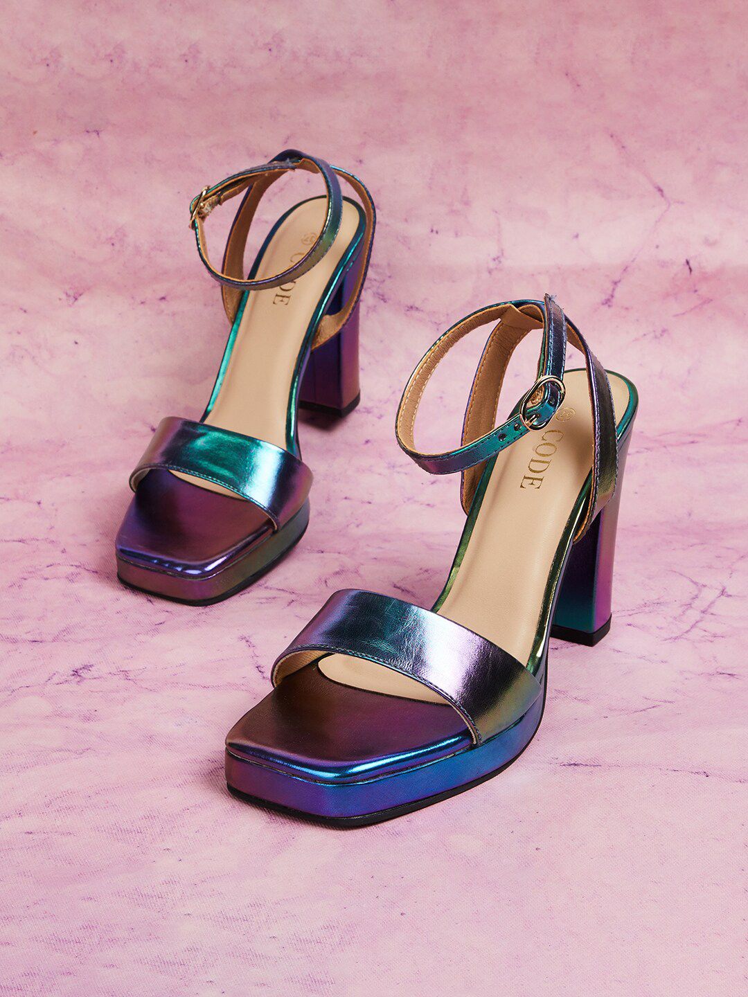 CODE by Lifestyle Open Toe Party Platform Heels With Ankle Loop - Price ...